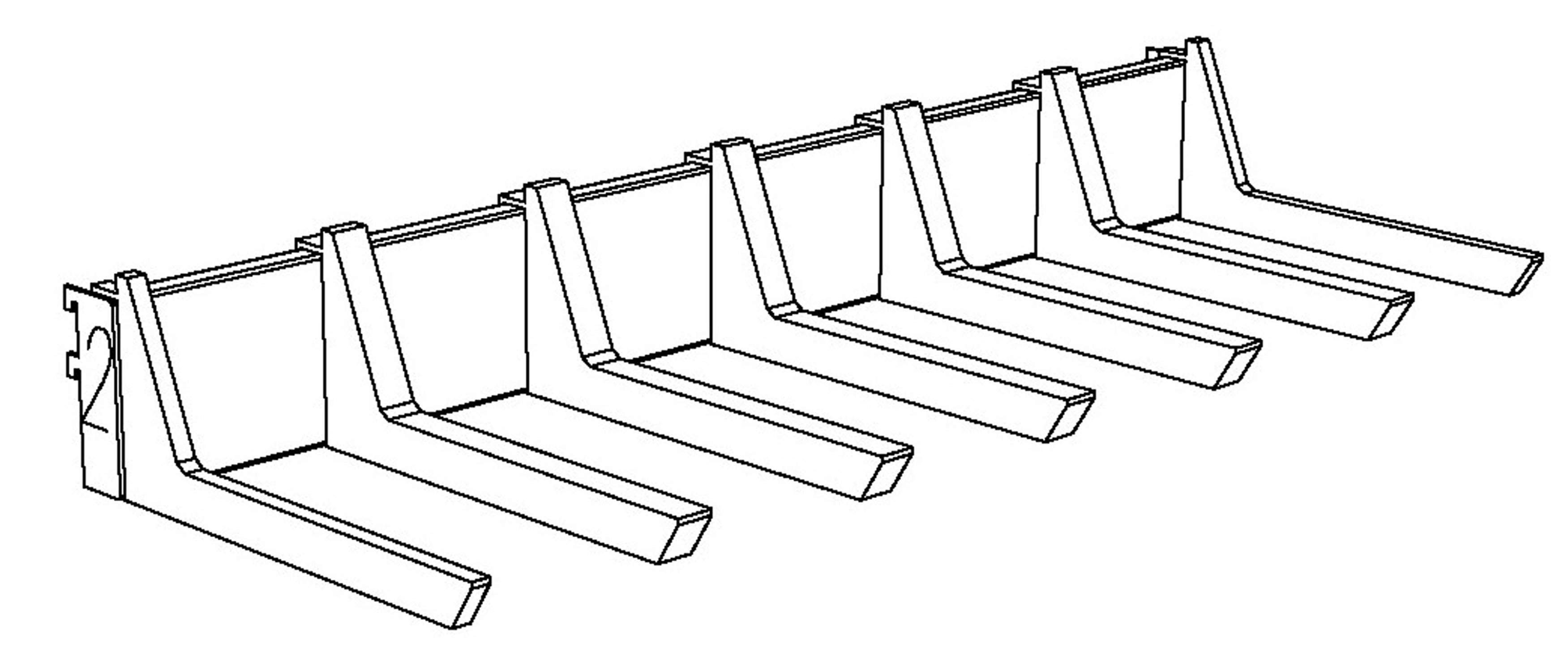 FixtureDisplays Shelf Beam Kit, 48" Wide Bracket, 8Bin/17 Arm For 8" X ...