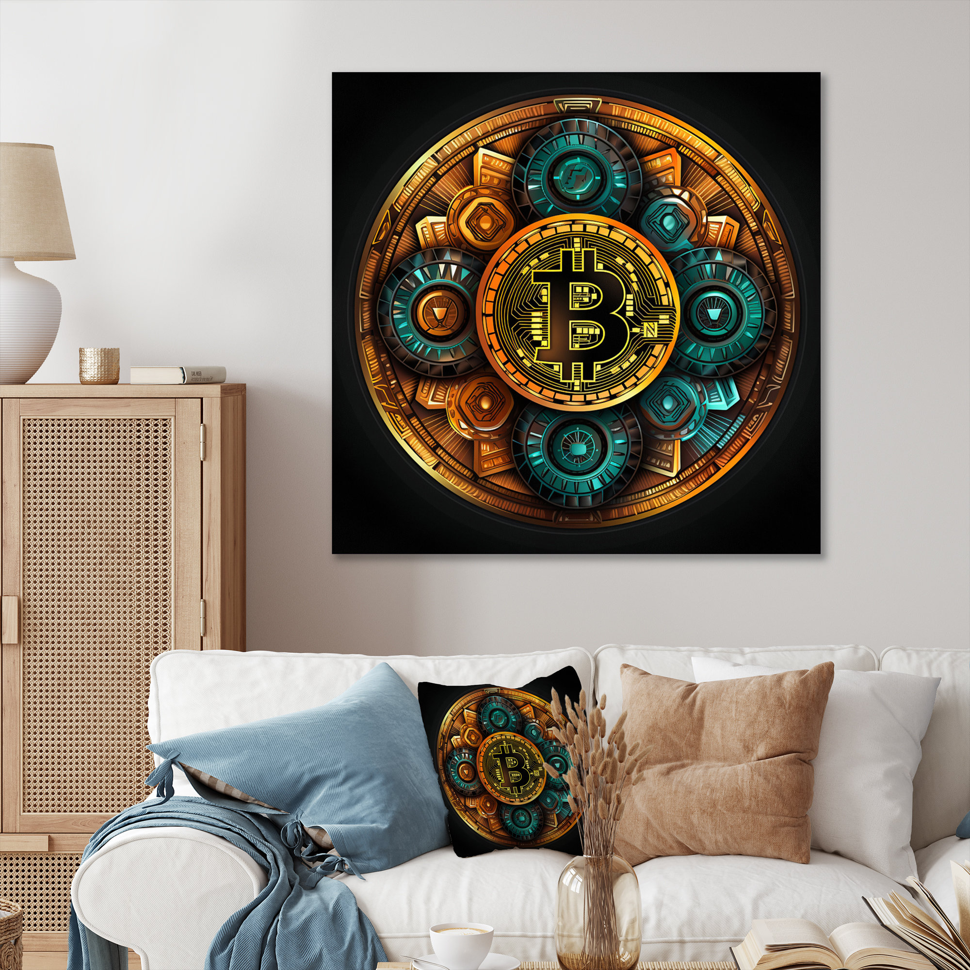 Ebern Designs Bitcoin Crypto Seal I - Modern Geometric Wall Art Living ...