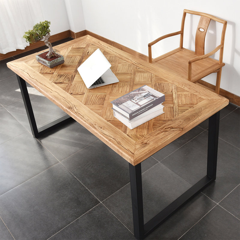 17 Stories 62.99" Burlywood+Black Rectangular Solid Wood Butterfly Leaf ...