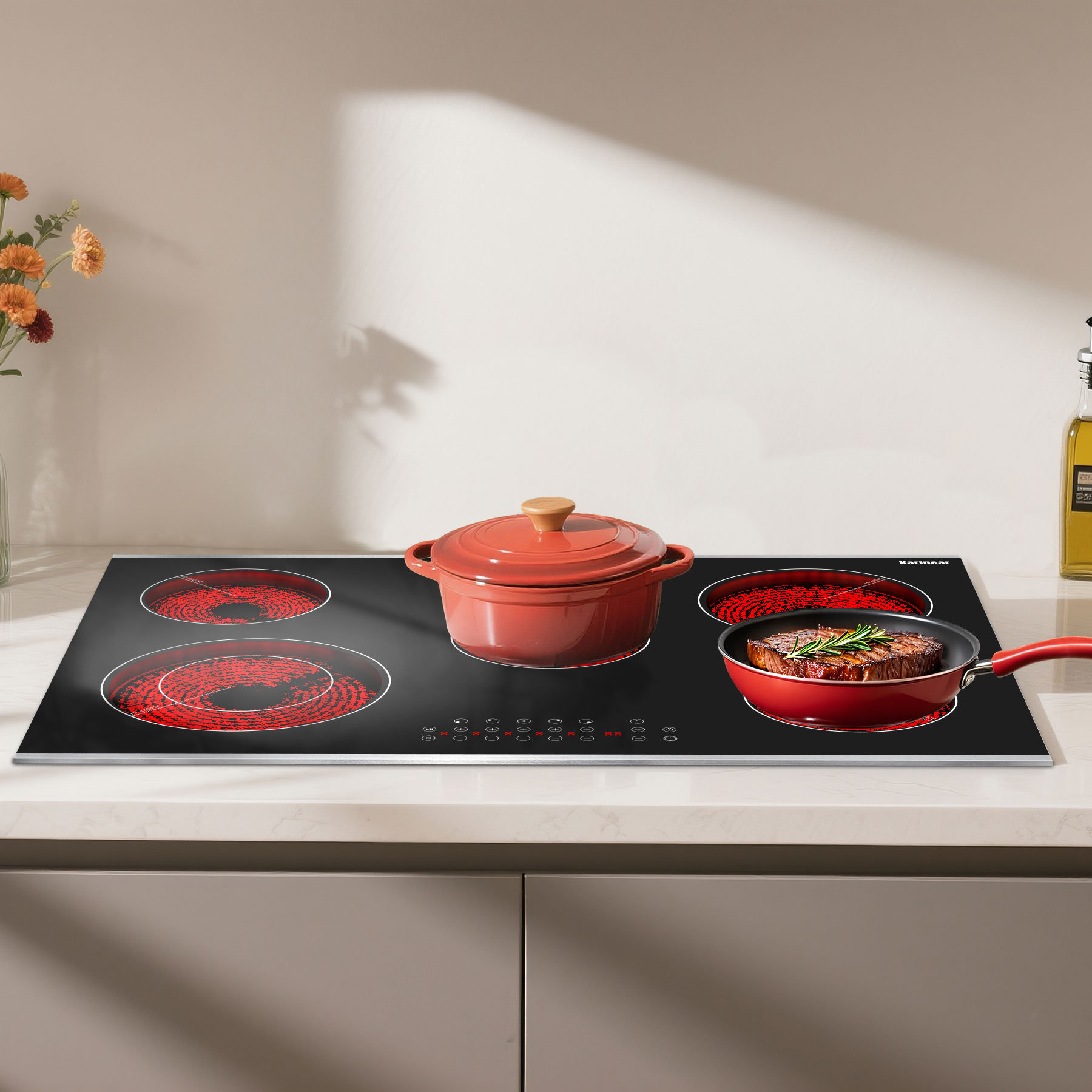 Karinear Electric Cooktop 30 Inch Electric Stove Ceramic Cooktop, 5 ...