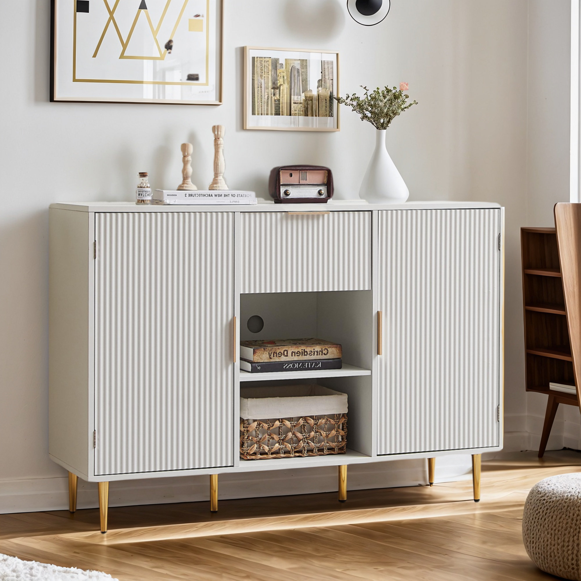 Mercer41 Storage cabinet Wave pattern 2 door | Wayfair