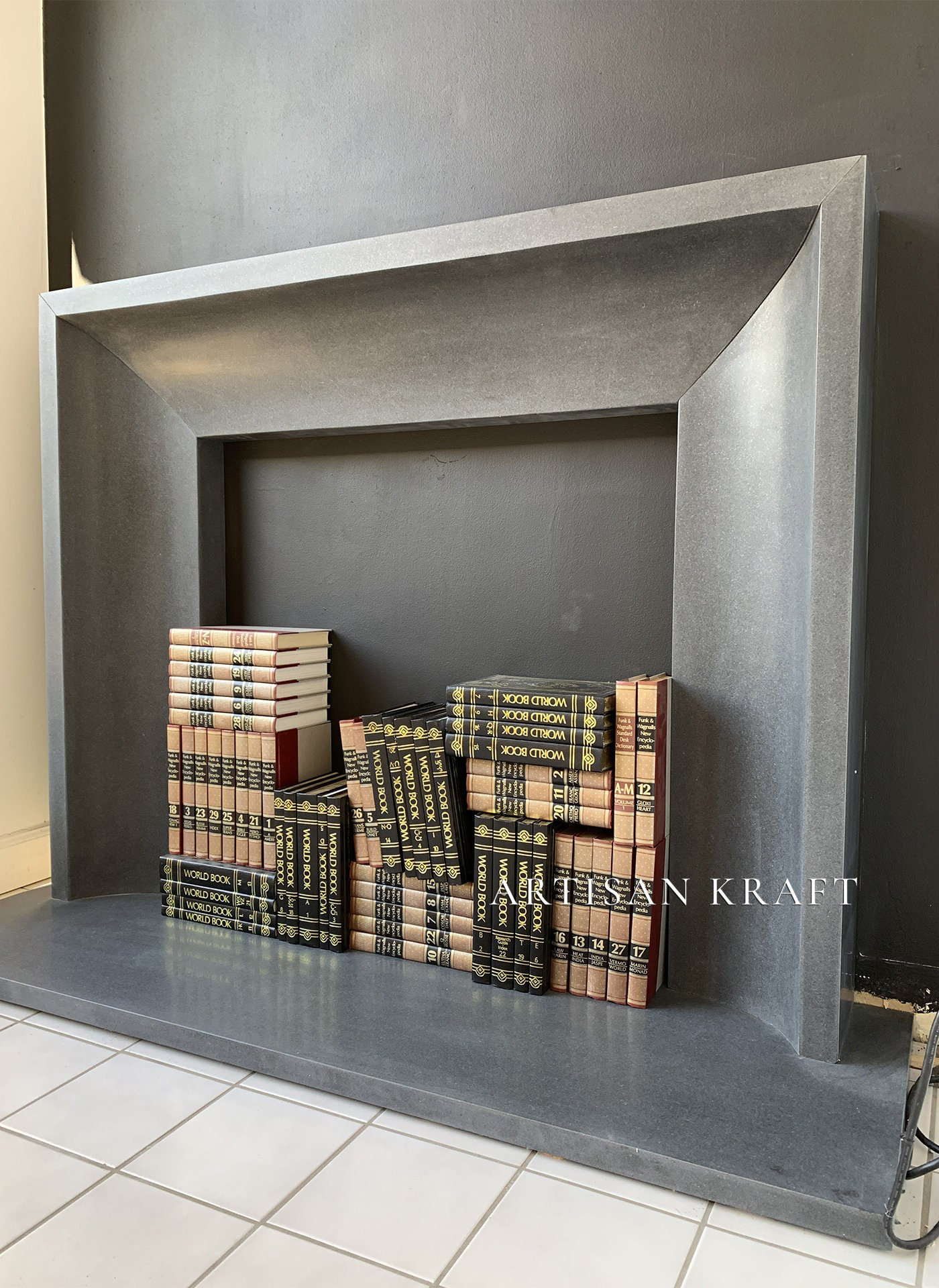 Artisan Kraft Beveled Curved Cast Stone Fireplace Surround with Beveled ...