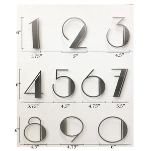NACH 6'' H Reflective Stainless Steel Floating Mount House Number ...