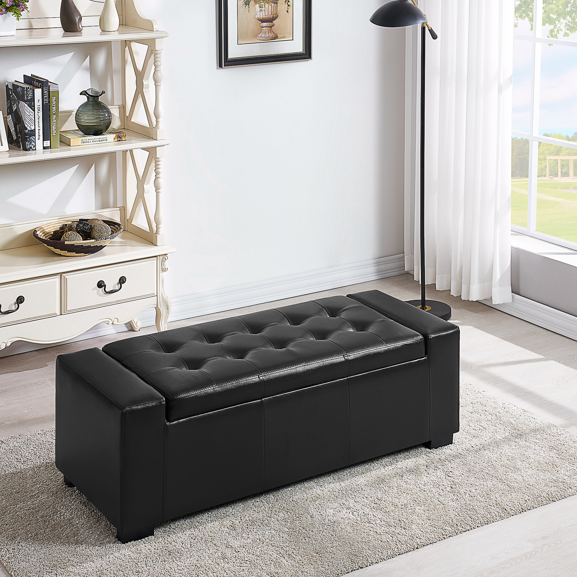 Ebern Designs Pizzaro storage bench, bedroom bench, Faux Leather ...