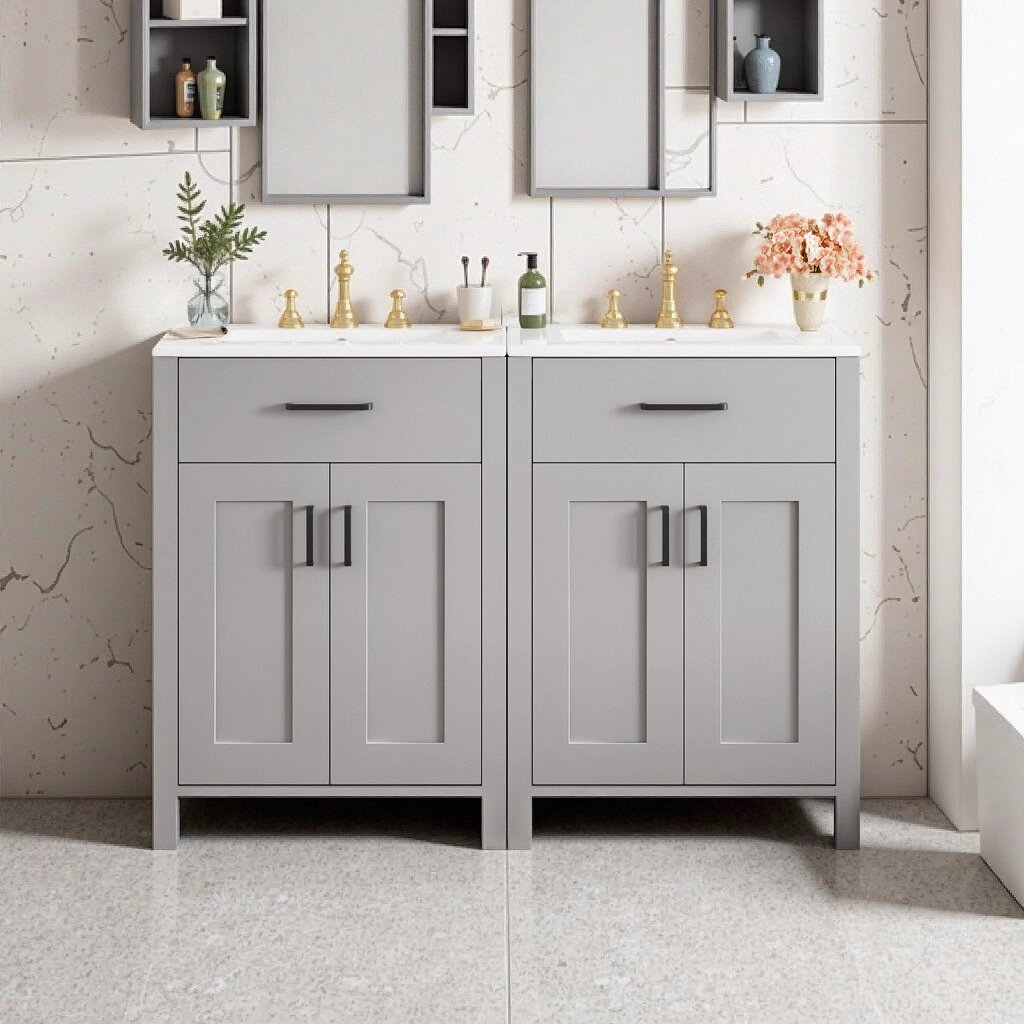 Latitude Run® 48-Inch Modern Bathroom Vanity with Ceramic Sink, Soft ...