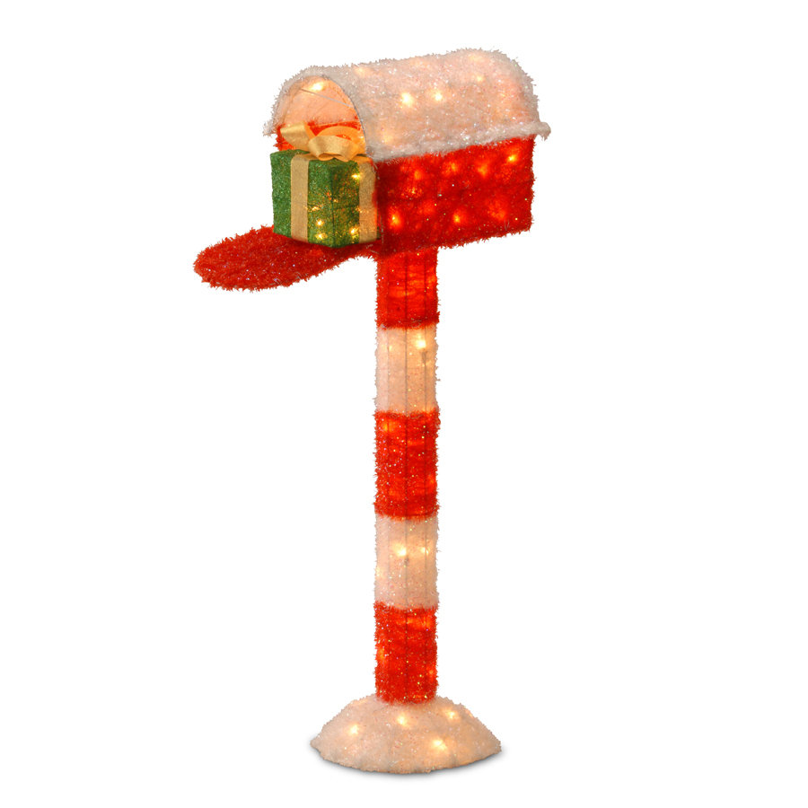 National Tree Company Decorative Décor Pre-Lit Tinsel Mailbox with Gift ...