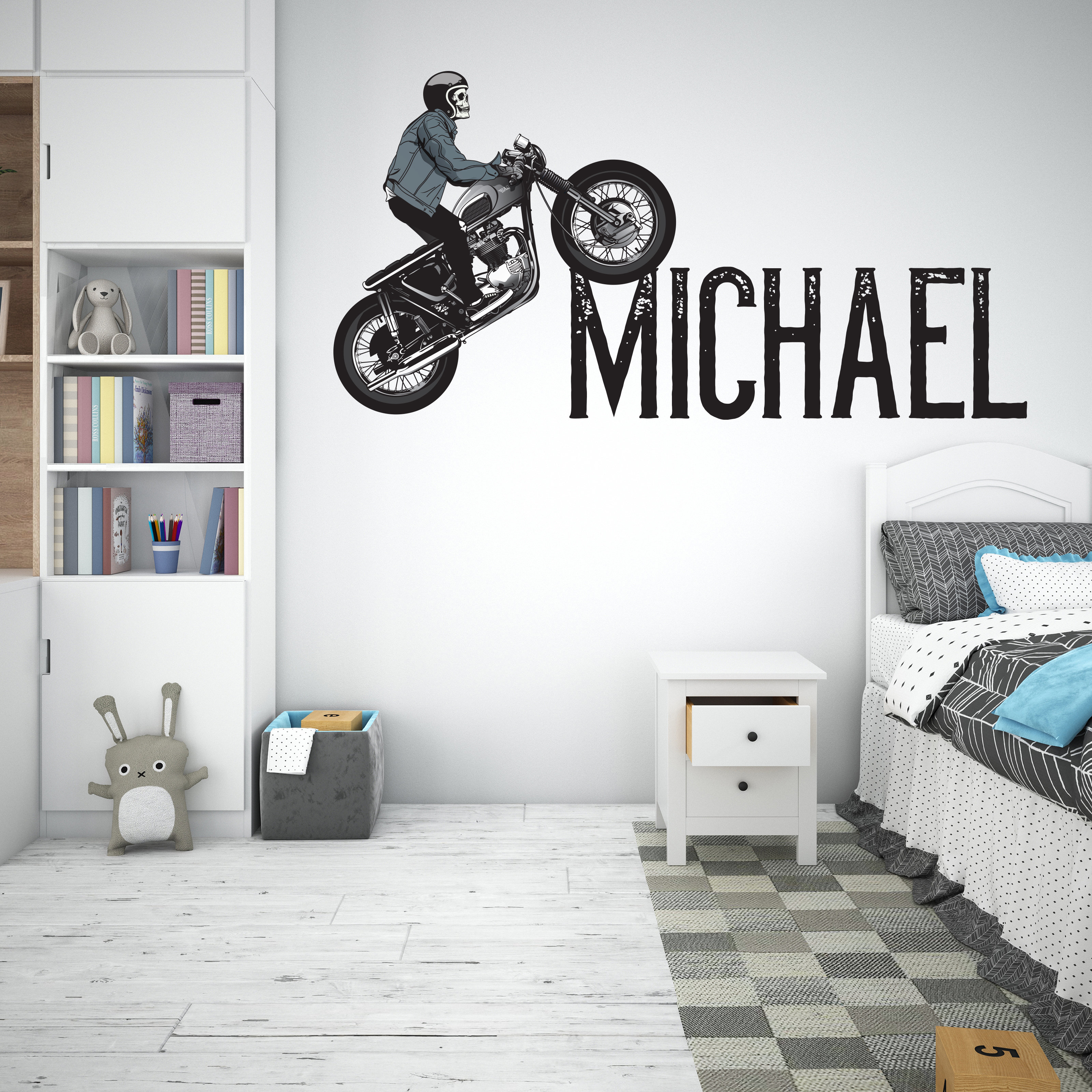 Trinx Motocross Wall Art Decal, Custom Name Motocross Wall Decal, Ride ...