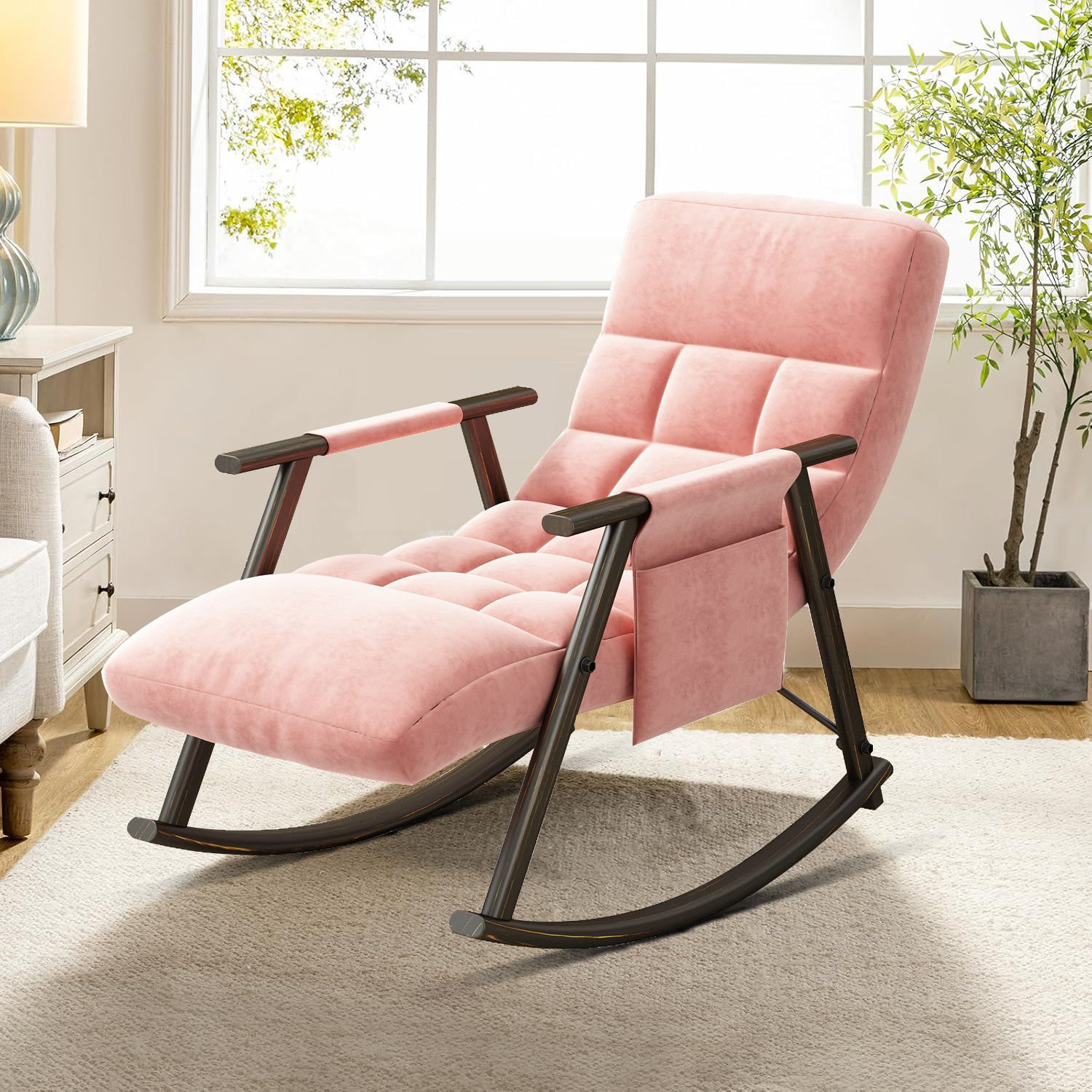 Latitude Run® Modern Classic Fabric Upholstered Rocking Chair with ...