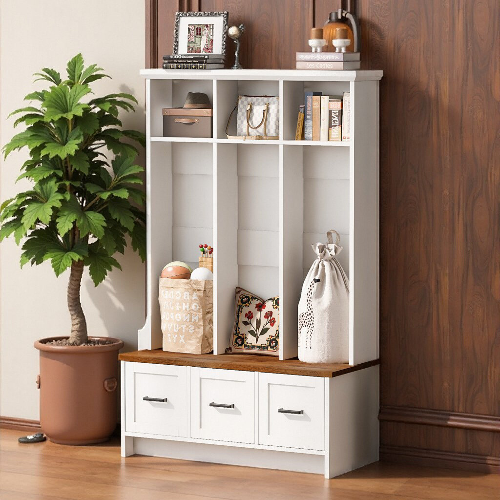 Red Barrel Studio® Modern 3-Seat Hall Tree with Storage – 40.2