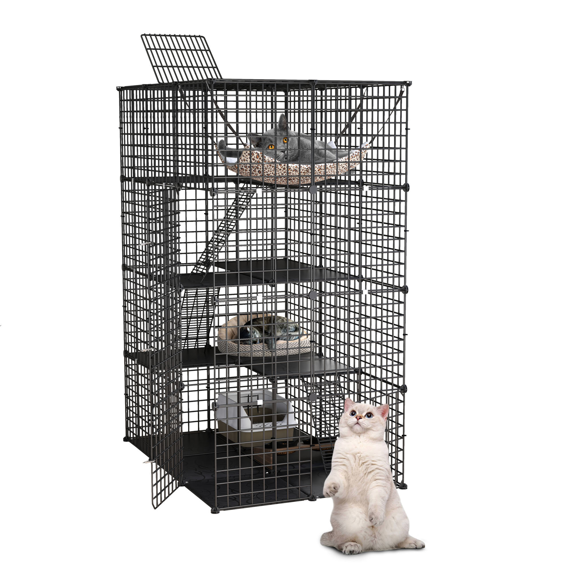 Tucker Murphy Pet™ Indoor / Outdoor 4-Layer Metal Cat Cage With Hammock ...