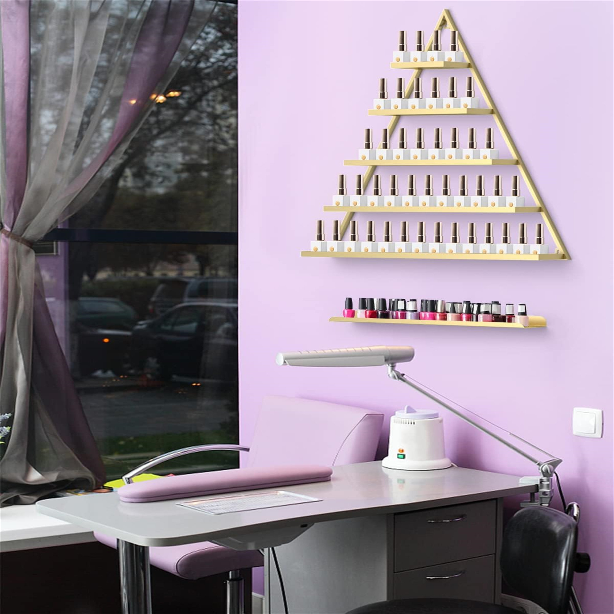 Everly Quinn Metal Wall Mounted Nail Polish Storage Rack | Wayfair