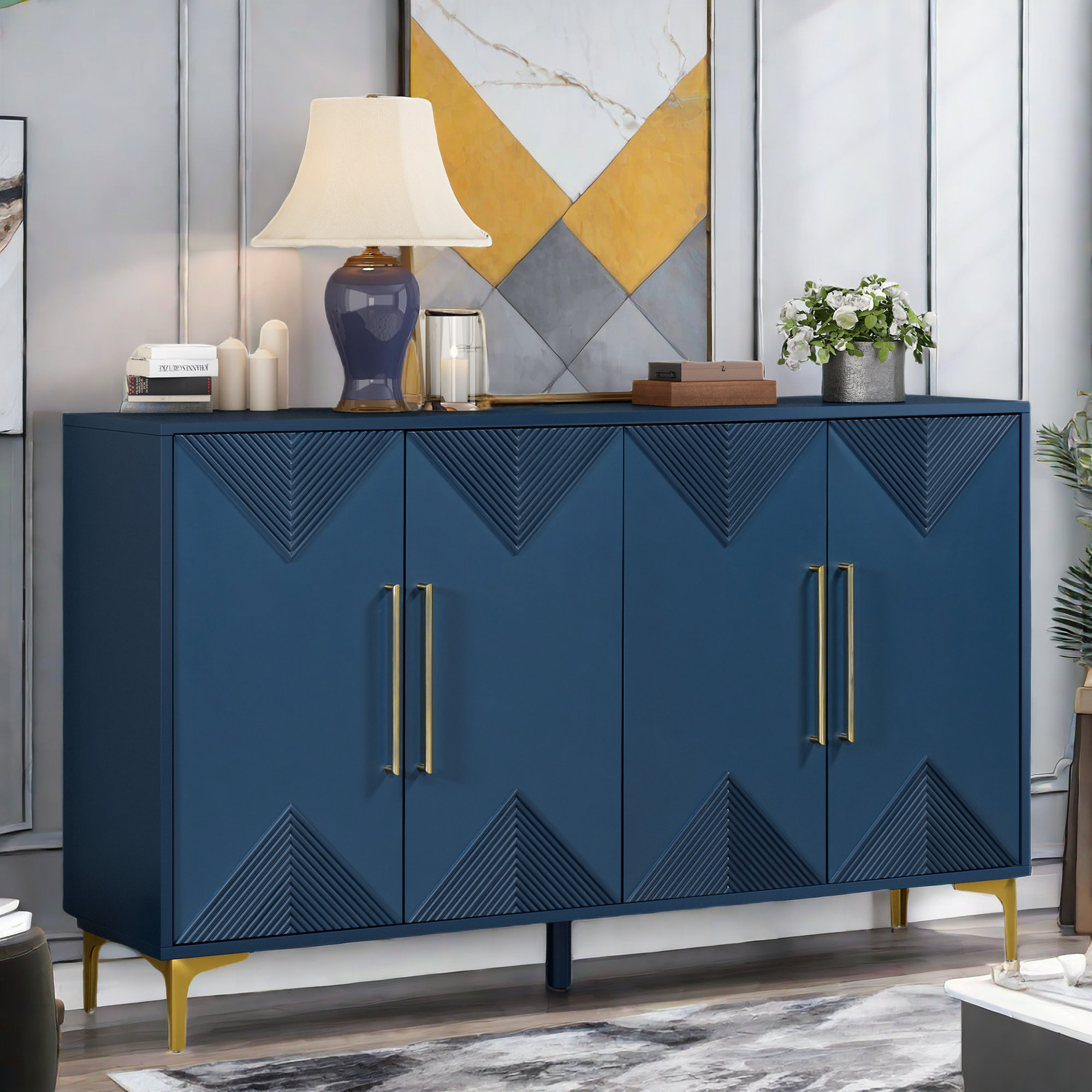 Mercer41 Manthey With Two-tone Triangular Pattern Doors - Wayfair Canada