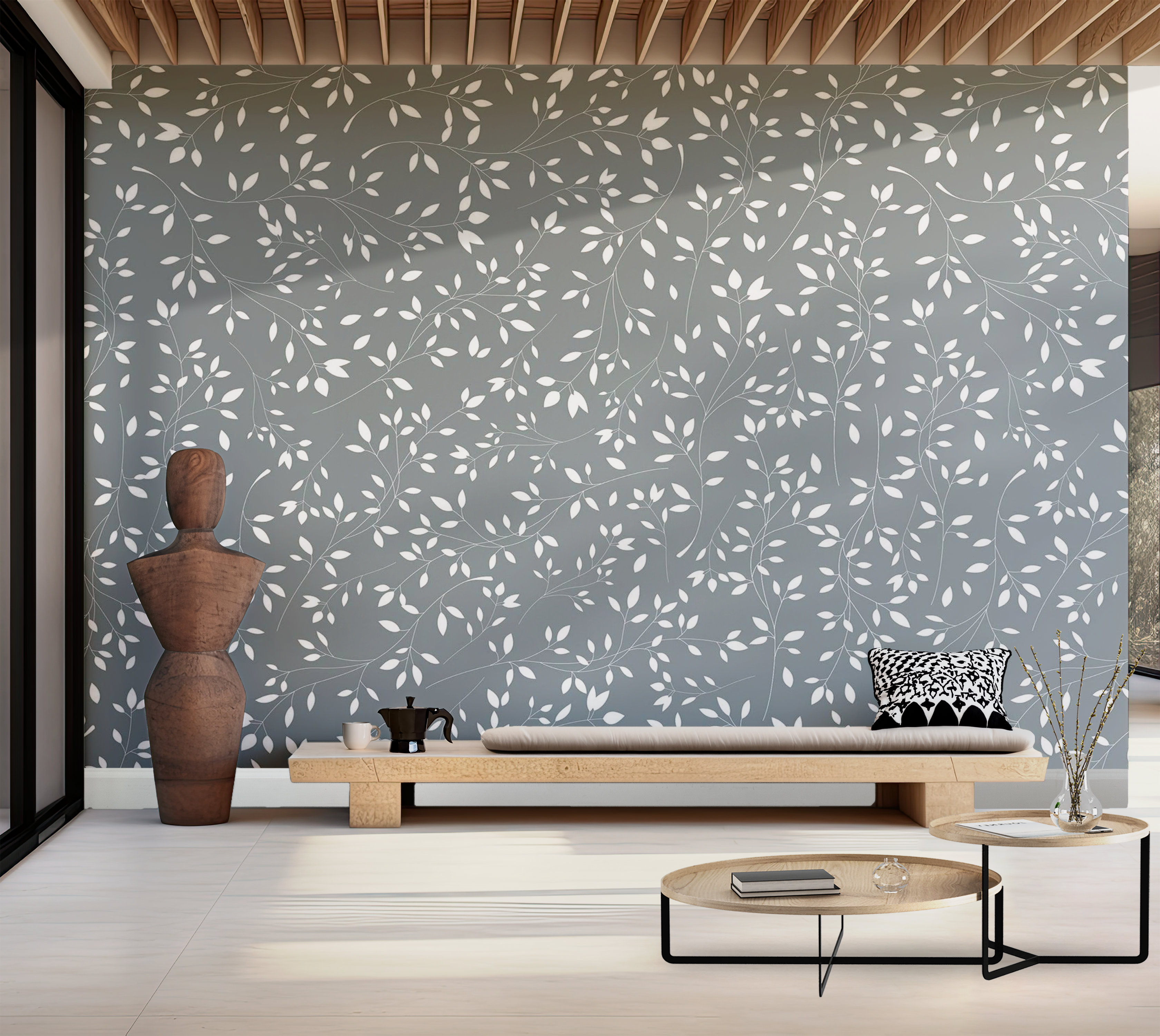 Rosecliff Heights Premium Wallpaper Wall Mural - Botanical Leaf Pattern ...