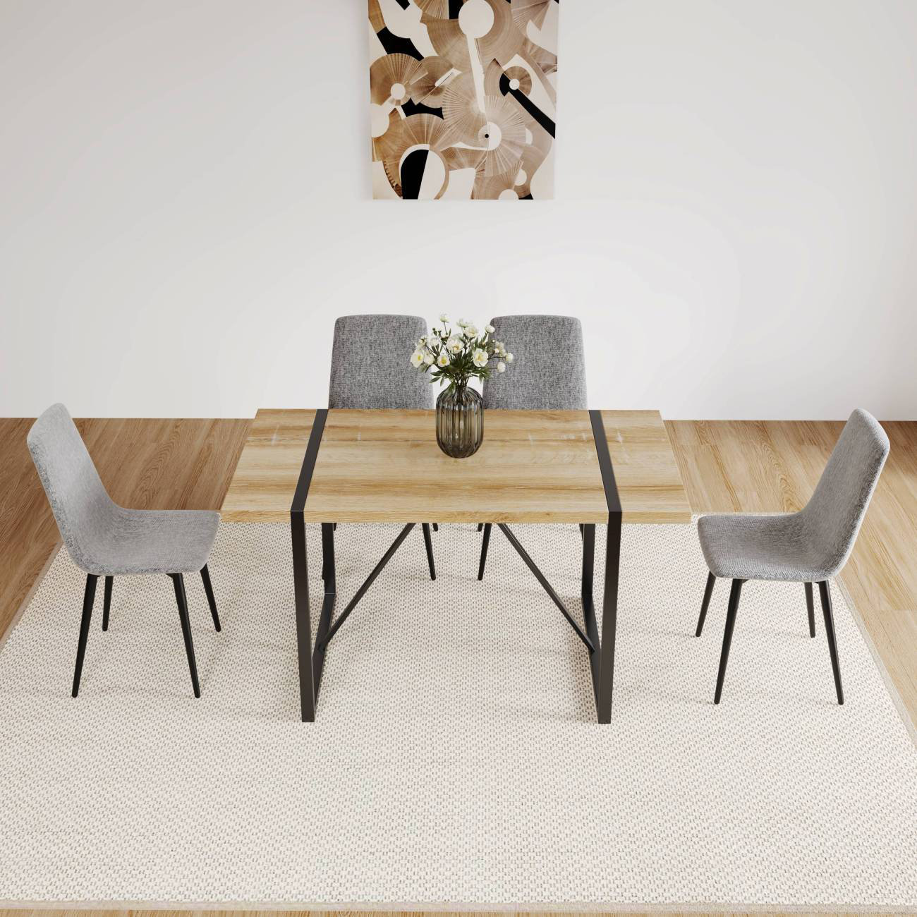 Corrigan Studio® 55" MDF Dining Table And Modern Dining Chair Set Of 4 ...