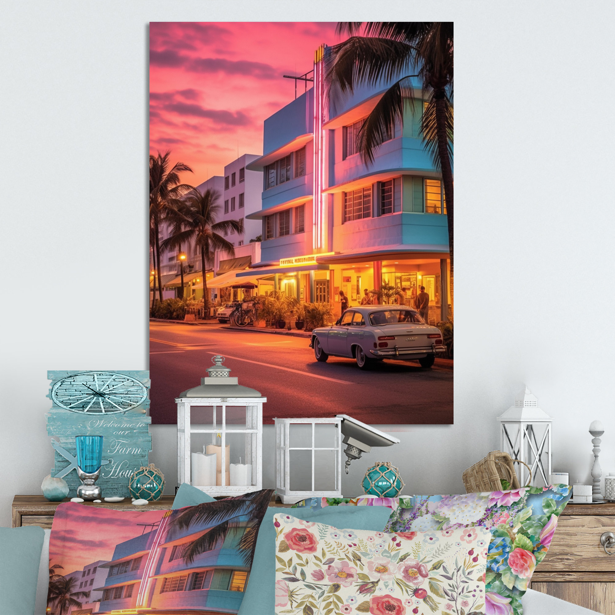 Latitude Run® Miami Ocean Drive Neon - Florida Print on Metal | Wayfair