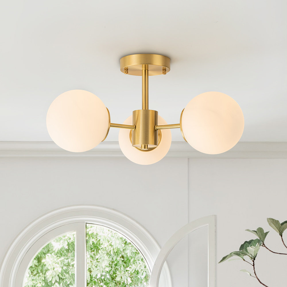 Ivy Bronx Jaquith Glass Semi Flush Mount & Reviews | Wayfair
