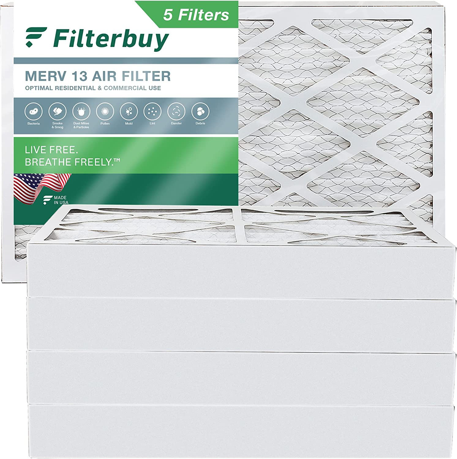 Filterbuy 20x30x4 Air Filter MERV 13, Pleated HVAC AC Furnace Filters ...