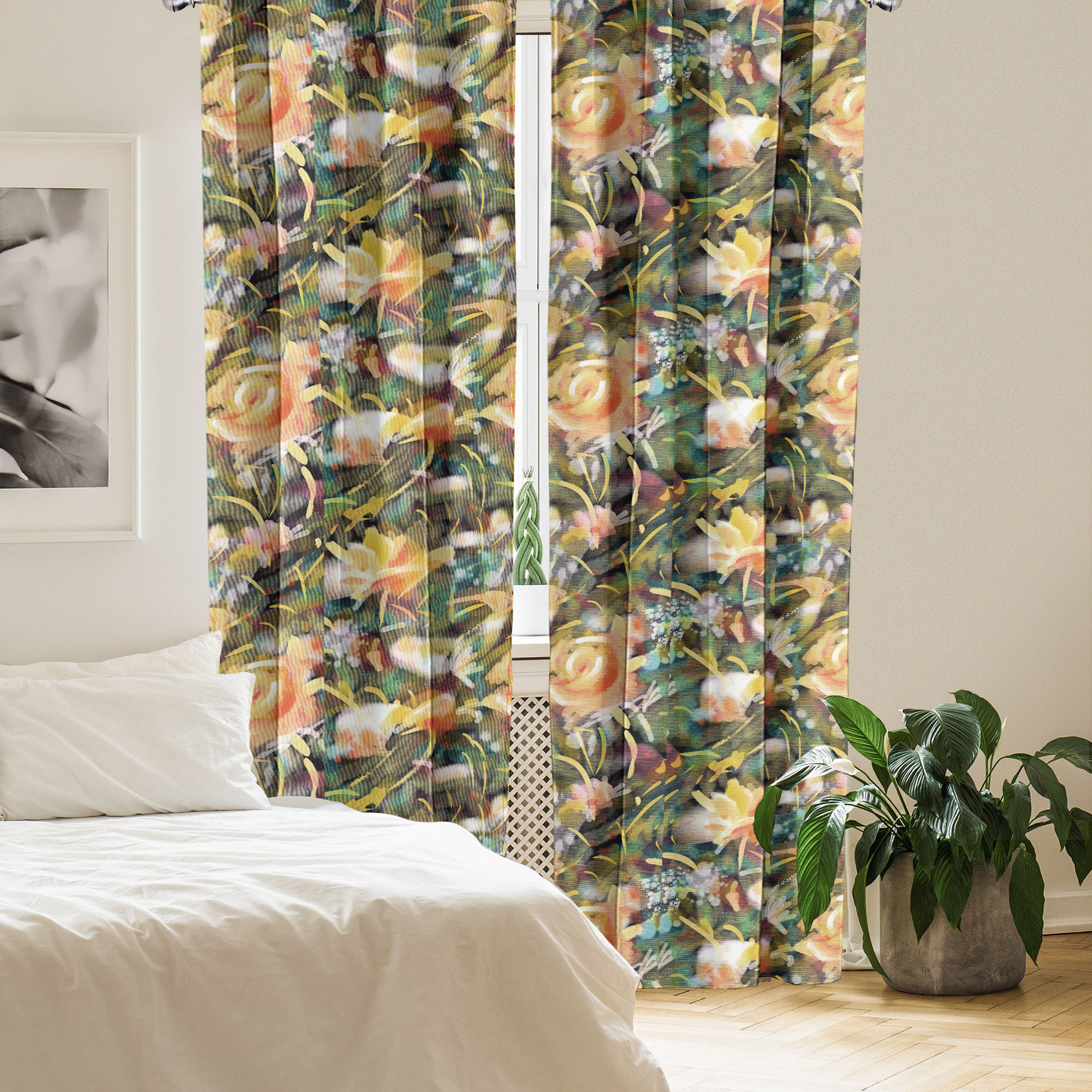 East Urban Home Floral Curtains Exotic Acrylic Flower Print Pair of ...