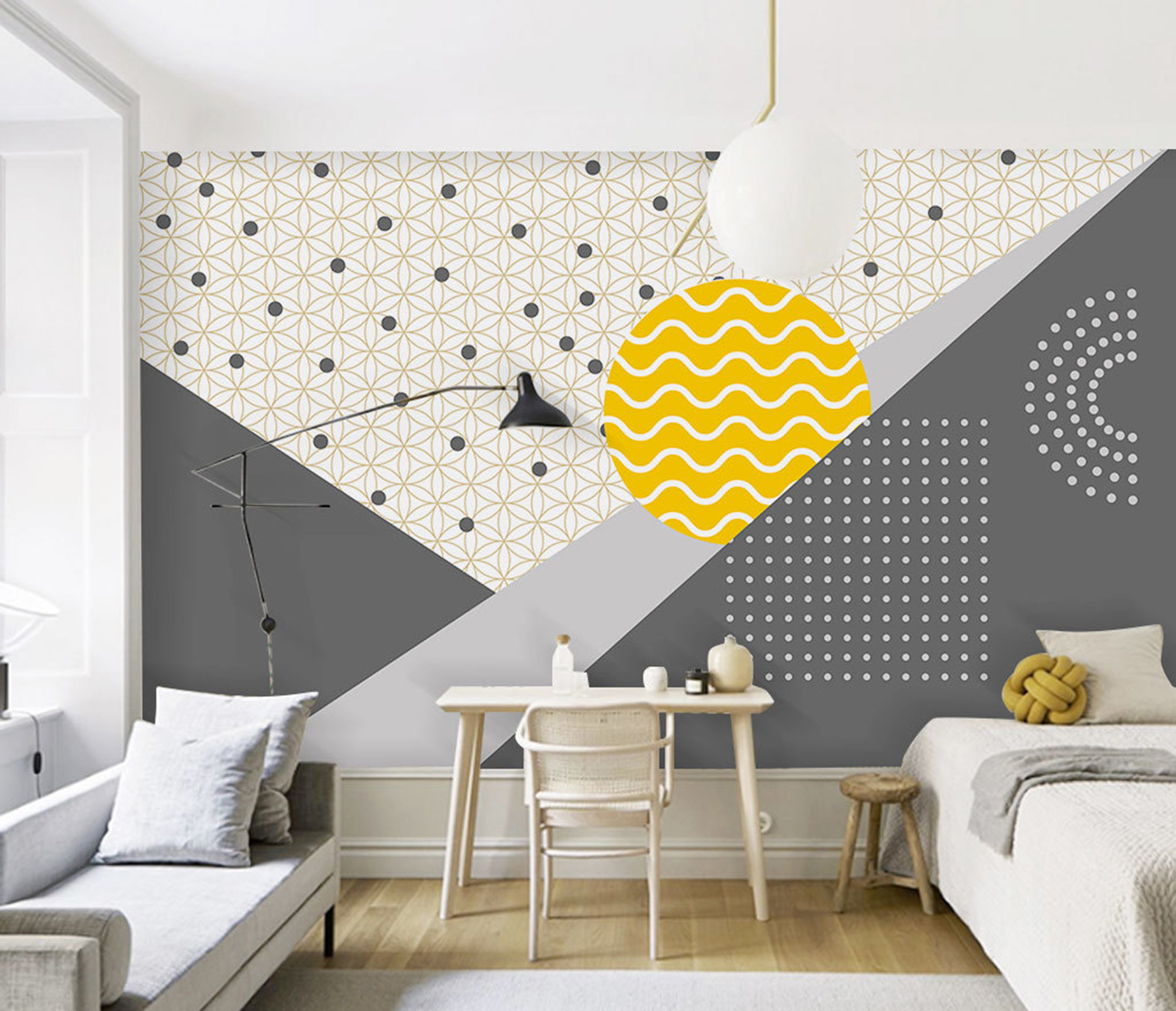 Wrought Studio™ Modern Art Wavy Sun Geometric Pattern Removable ...