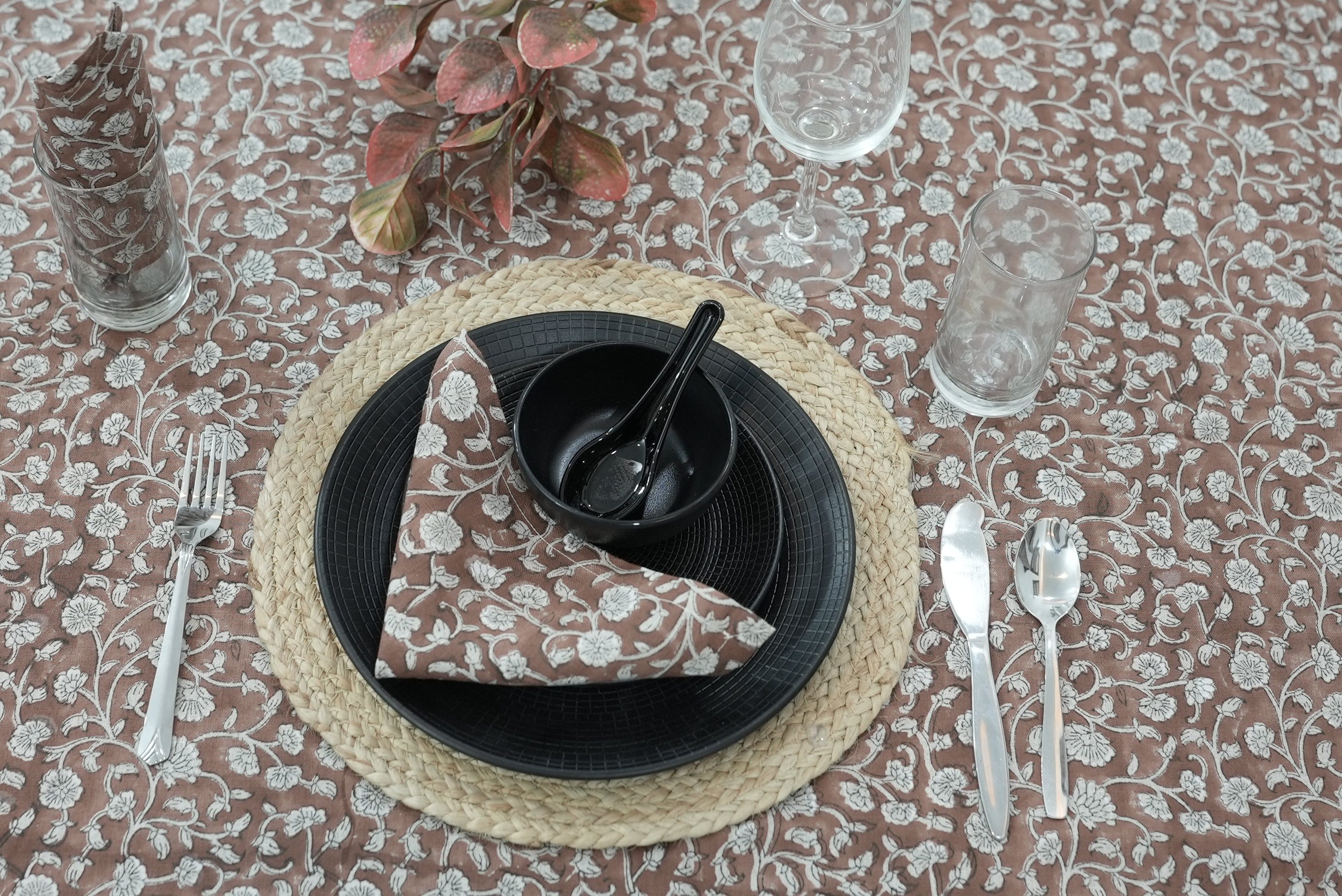 Fabdivine 18X18 Inch Hand Block Floral Print Table Napkin Himachal ...