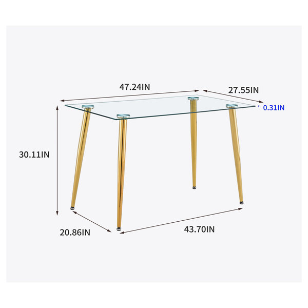 Mercer41 Modern Minimalist Rectangle Glass Dining Table SET OF 5 ...