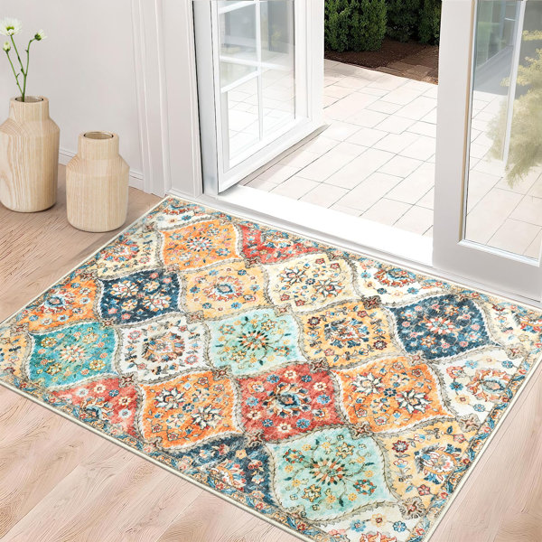 Bungalow Rose Scottia Floral Modern Farmhouse Indoor Area Rug Washable ...
