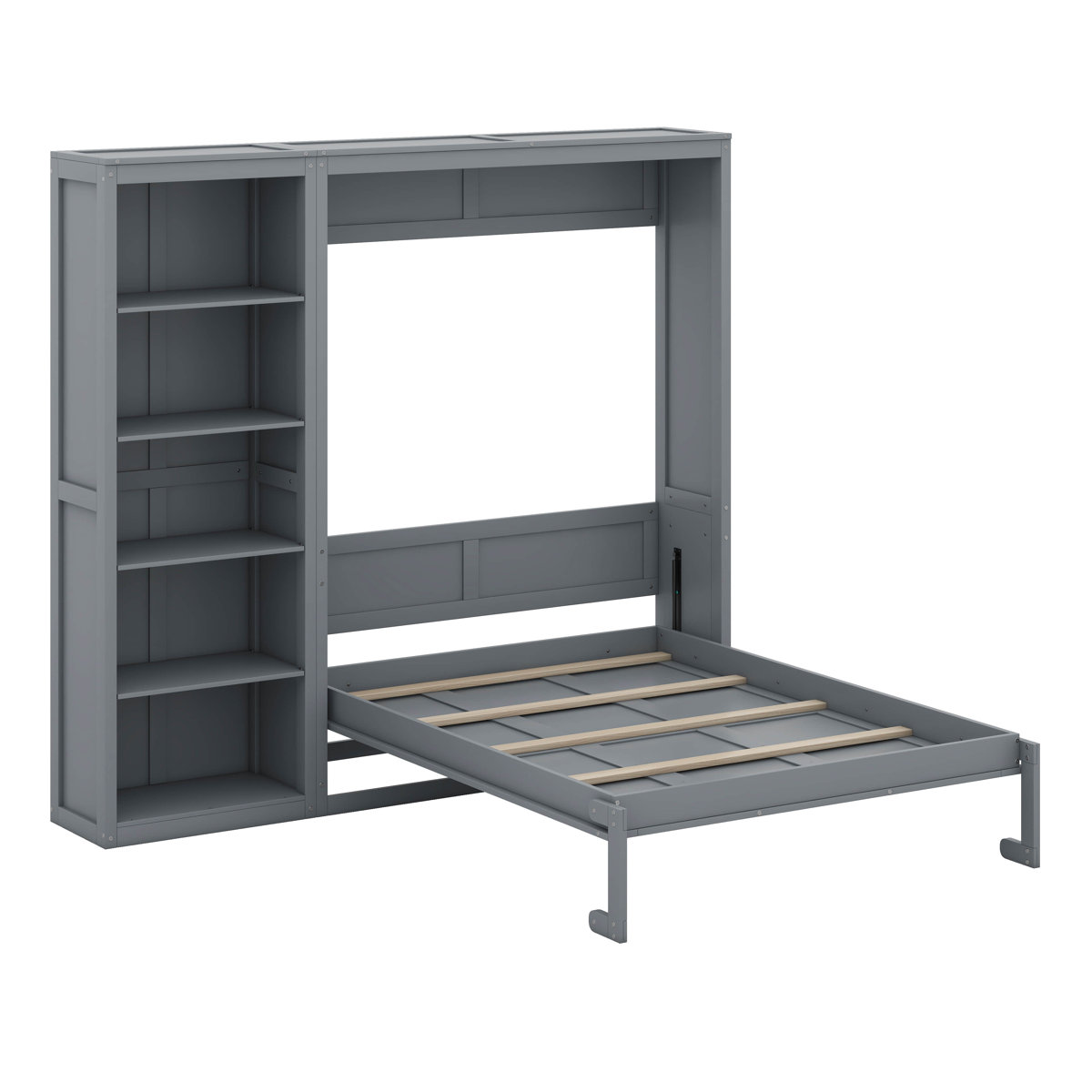 Cosmic Queen Size Murphy Bed, Wood Queen Wall Bed Frame With Shelves ...