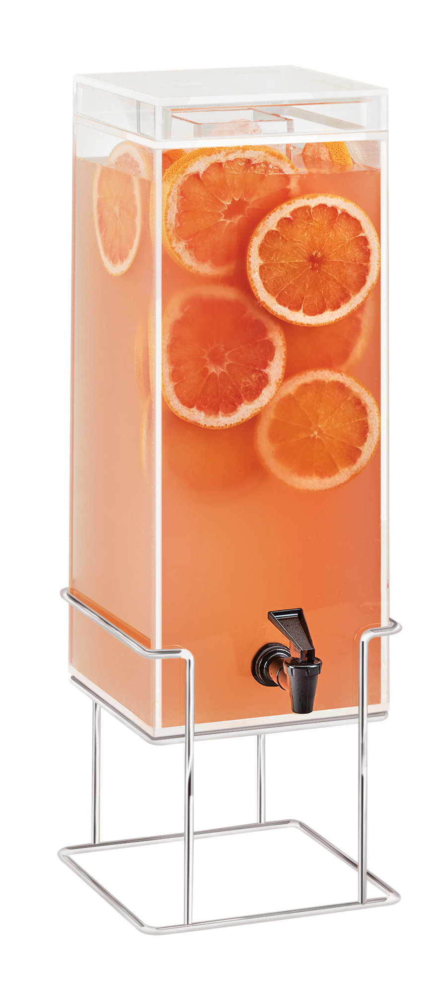 Cal-Mil Mid-Century 3 Gallon Square Beverage Dispenser with Ice Chamber ...