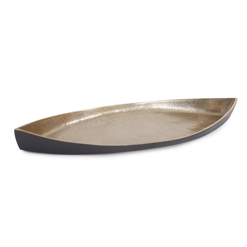 Everly Quinn Gold & Matte Black Aluminum Canoe Tray | Wayfair