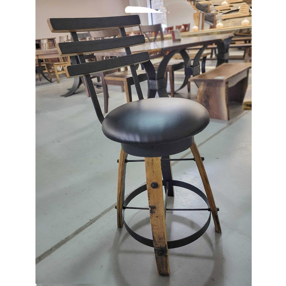 Rustic Red Door Co. Whiskey Barrel Swivel Counter Stools | Wayfair
