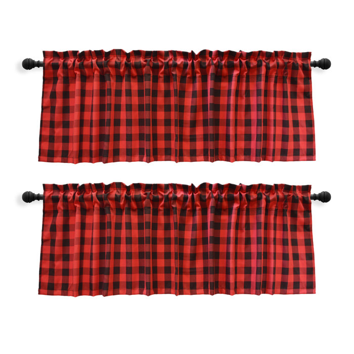 Gracie Oaks Rashara Plaid Tailored 56'' W Window Valance | Wayfair
