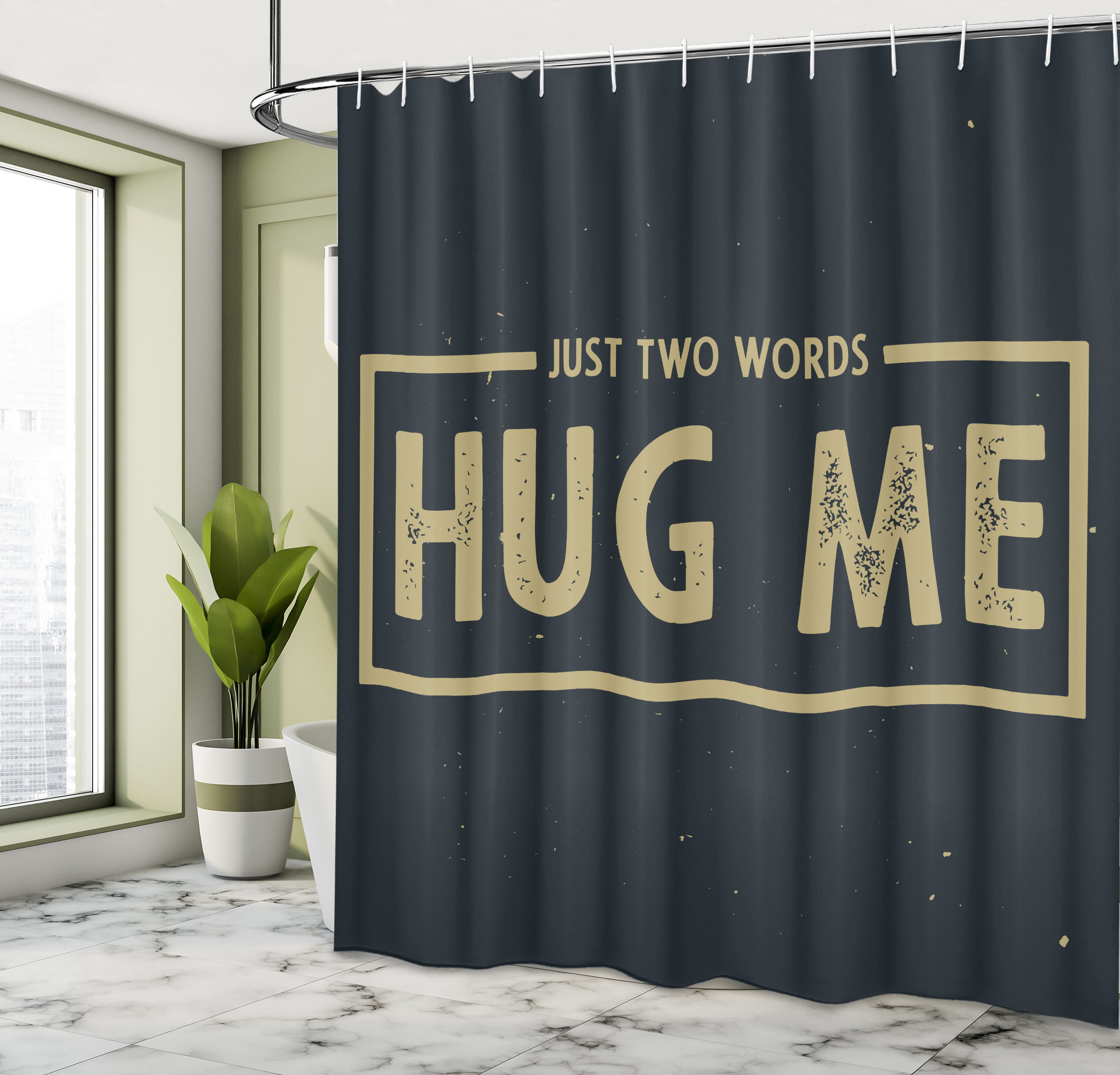 East Urban Home Hug Shower Curtain Just 2 Words Hug Me Words Dark Tan ...