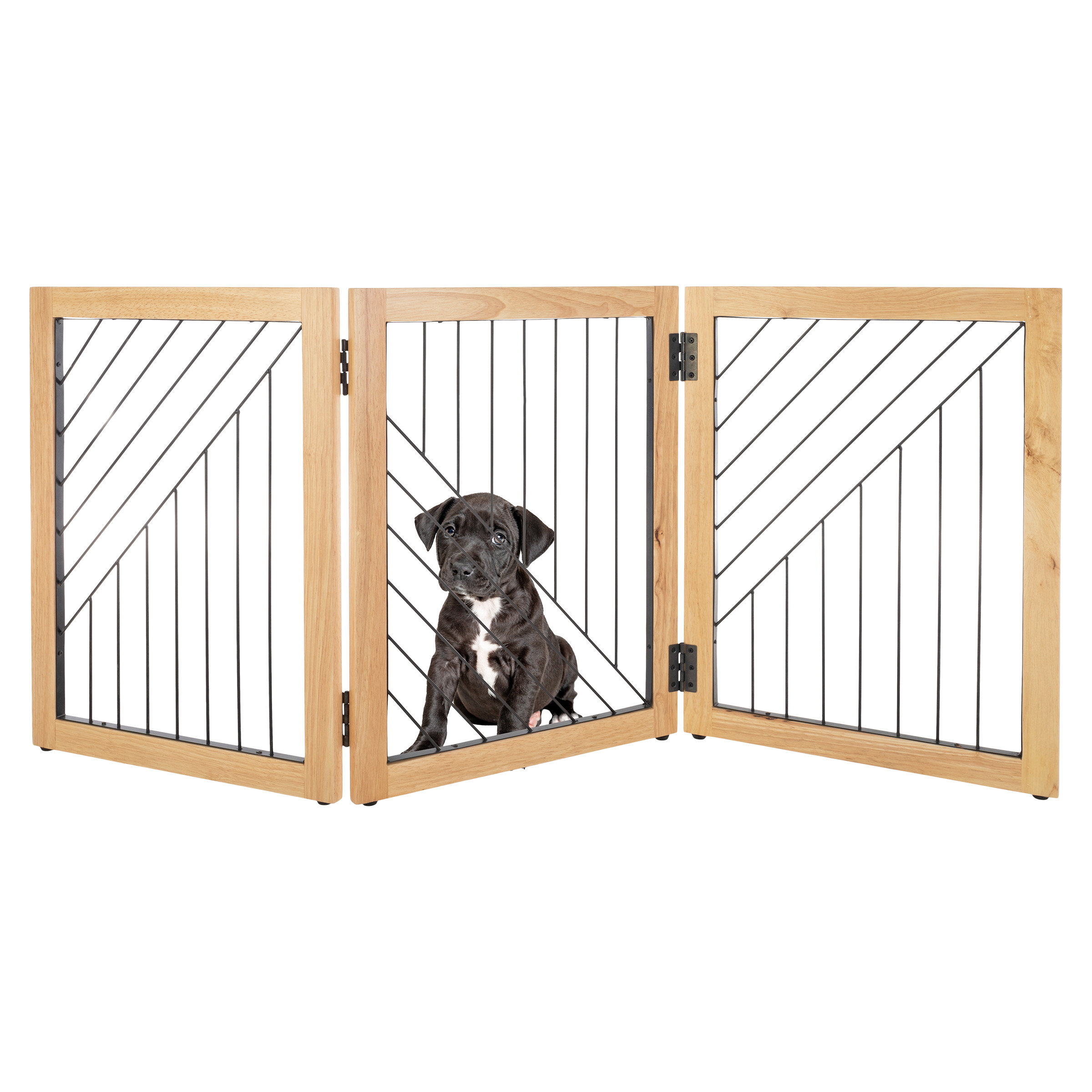 PETMAKER Pet Gate 3-Panel Indoor Folding Dog Gate for Stairs or ...