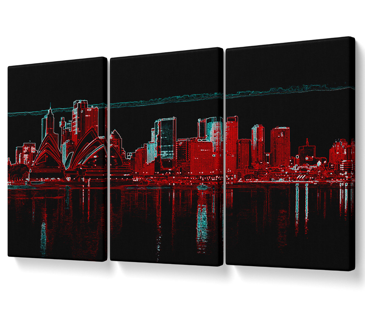 Ivy Bronx Sydney Skyline Opera House Red Canvas 3 Panel Set | Wayfair.co.uk
