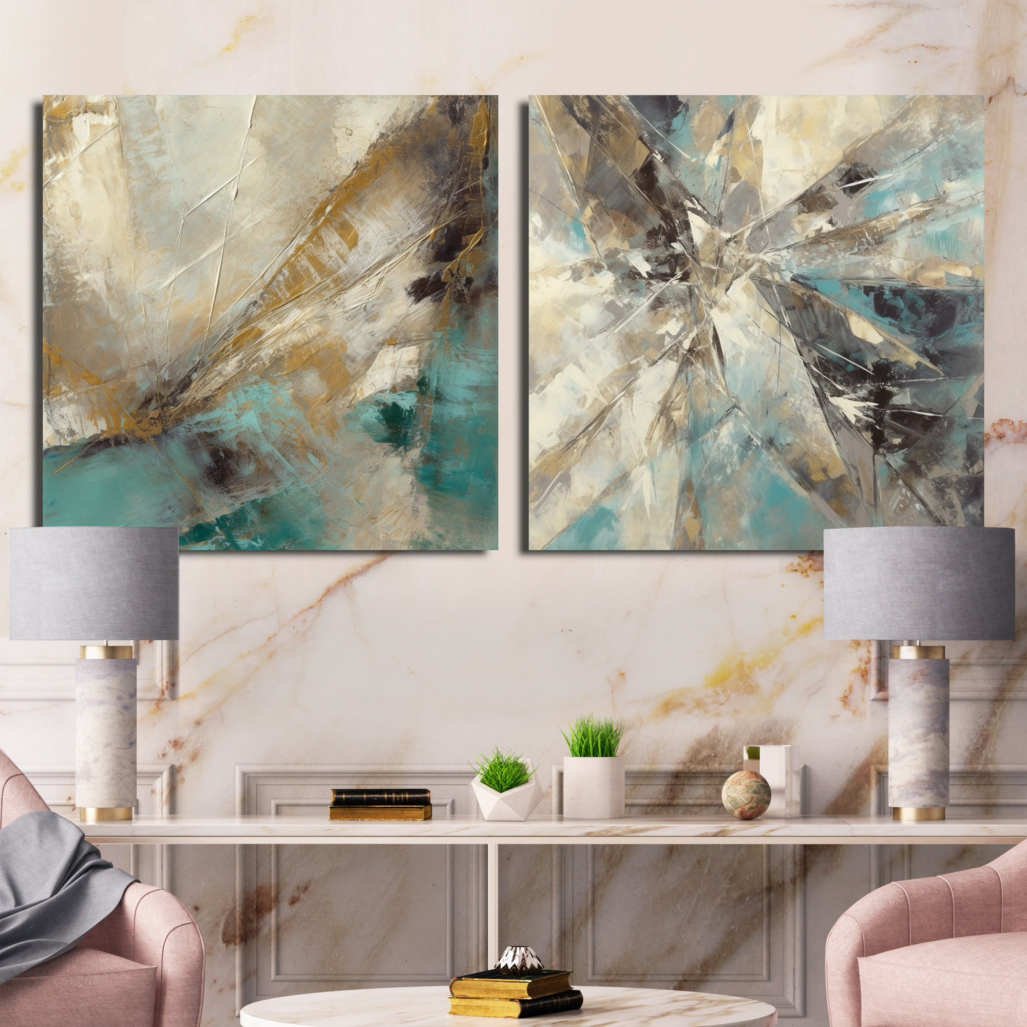 Ivy Bronx Beige And Green Forms In Painting - Abstract Painting Square ...