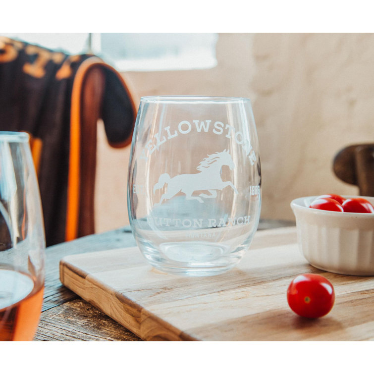 Silver Buffalo Yellowstone Dutton Ranch 20-ounce Stemless Wine Glasses ...