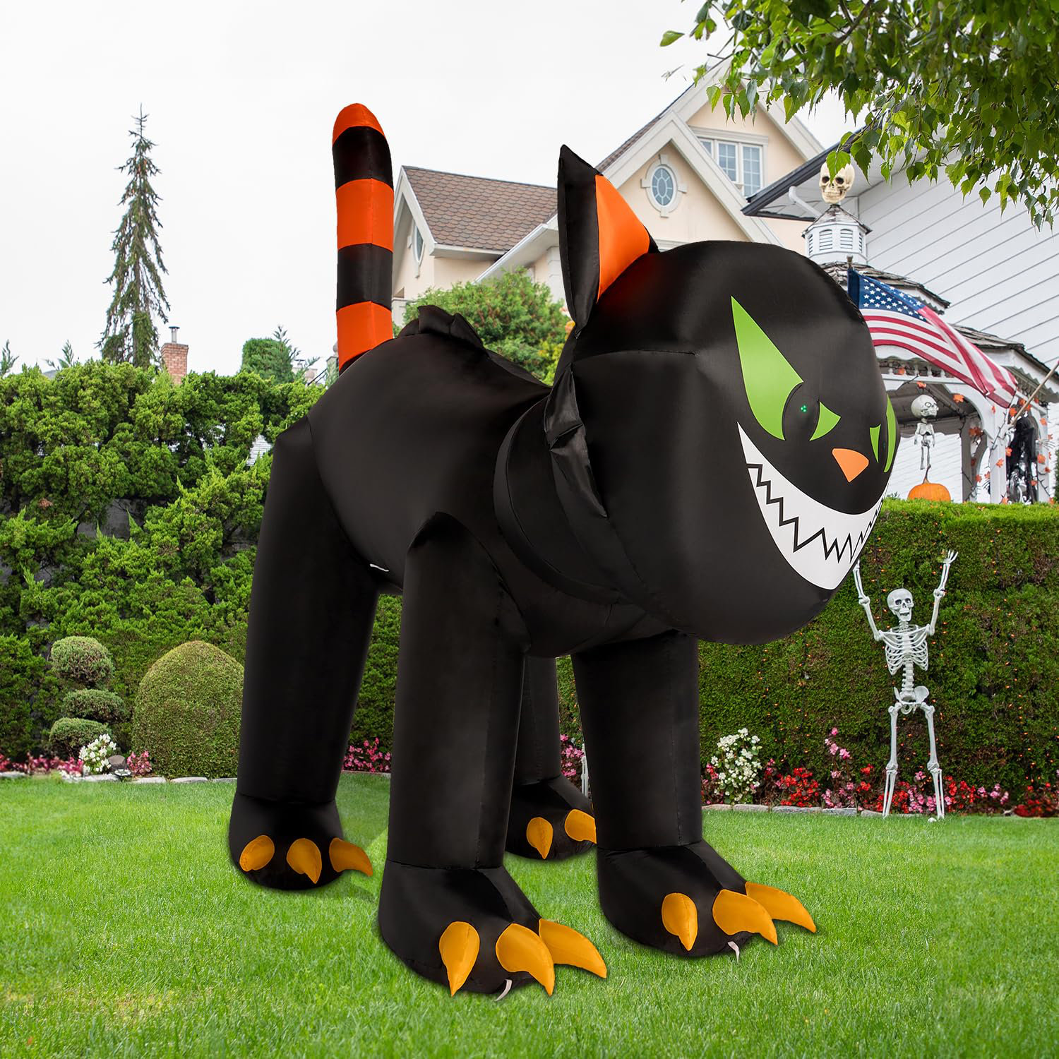 The Holiday Aisle® 7Ft Moving Cat Inflatable Halloween Decor | Wayfair