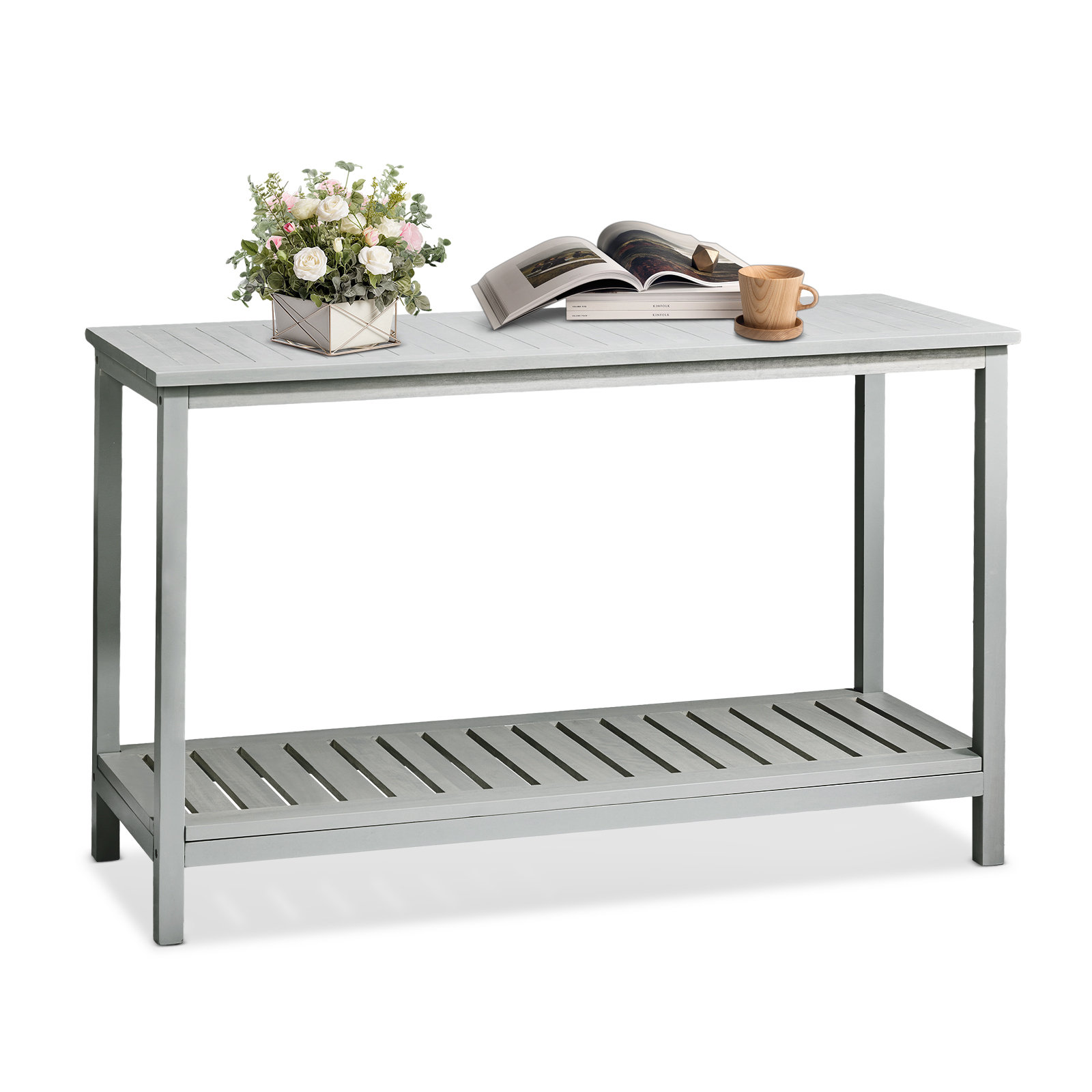 Lark Manor™ 4Ft. Patio Double-Tier Wooden Console Table & Reviews | Wayfair