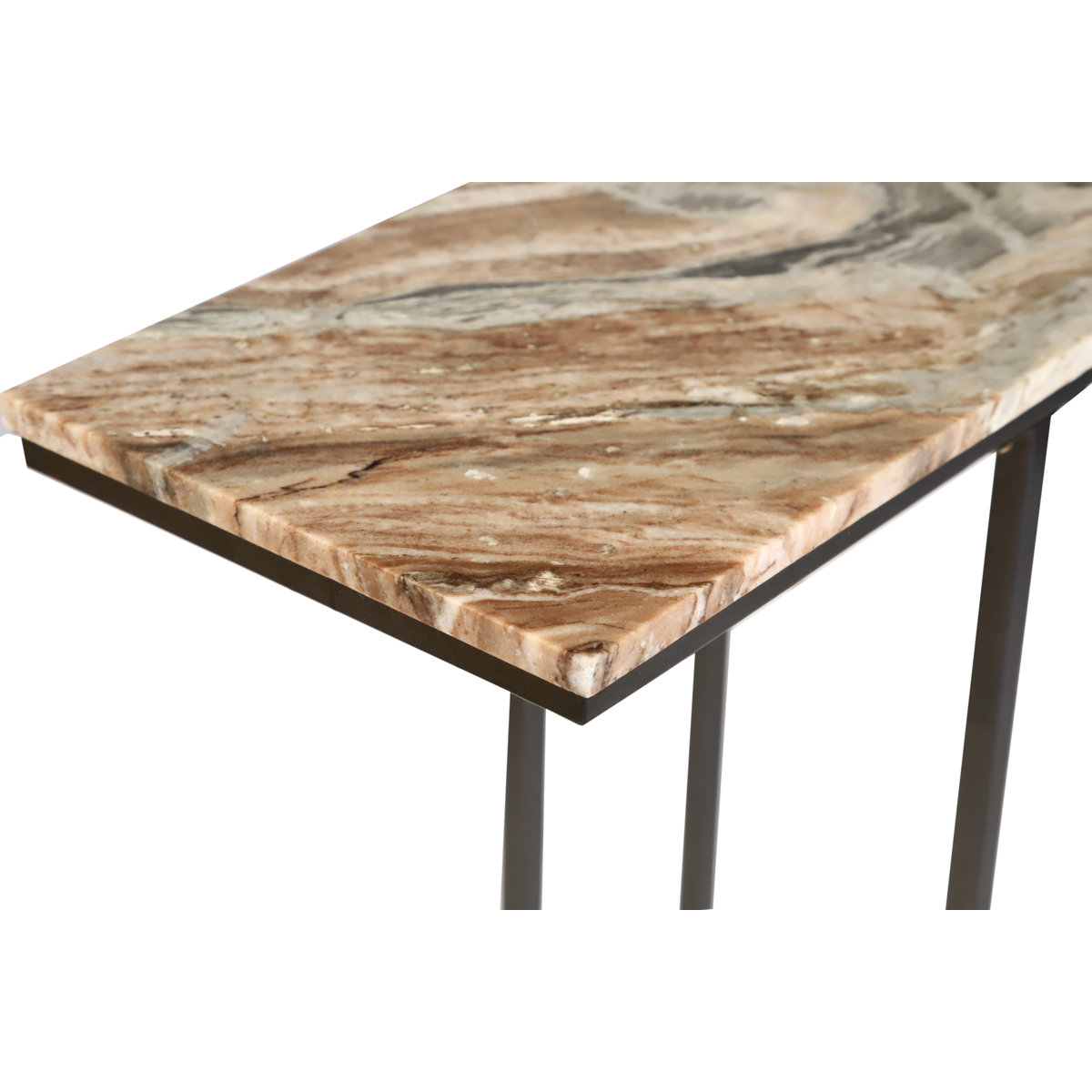 Mercer41 Marble "C" Table For Living Room Set Of 1 With Metal Frame-24 ...