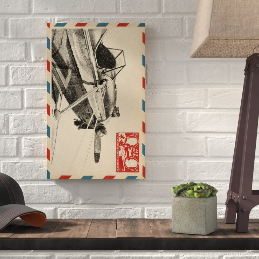Williston Forge 'Vintage Airmail I' Drawing Print on Wrapped Canvas ...