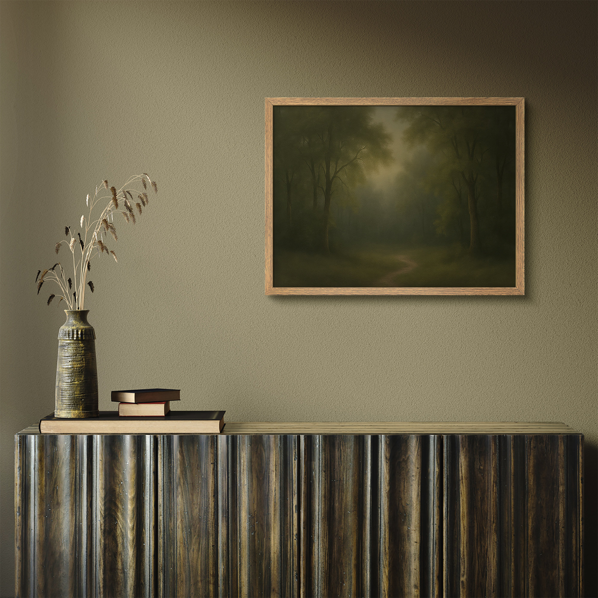 SIGNLEADER Mystic Forest Path Framed Wall Art Print, Atmospheric ...