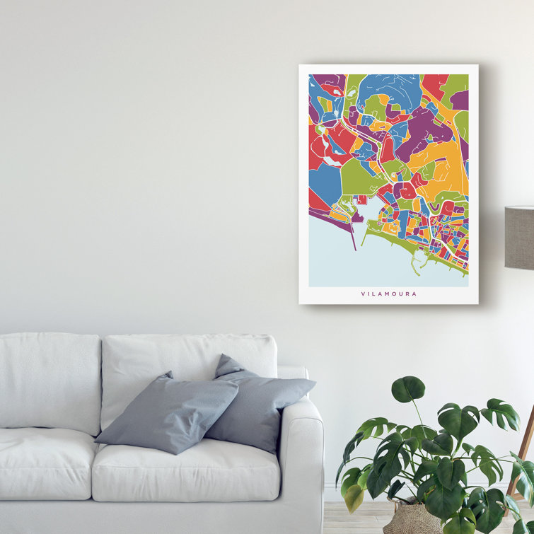 Wrought Studio Vilamoura Portugal City Street Map On Canvas by Michael ...