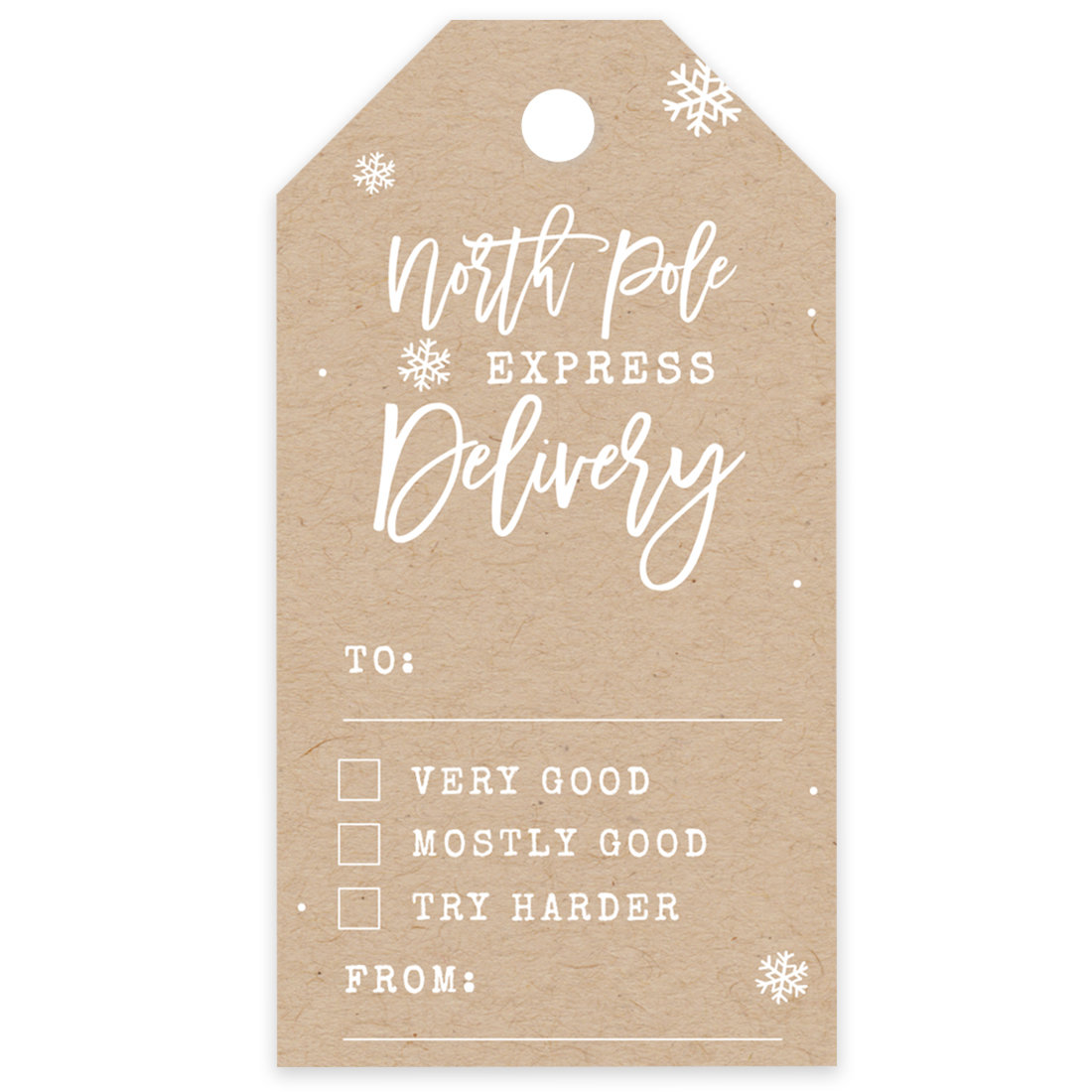 Ophelia & Co. Kraft Christmas Gift Tags North Pole Express Snowflake 60 ...