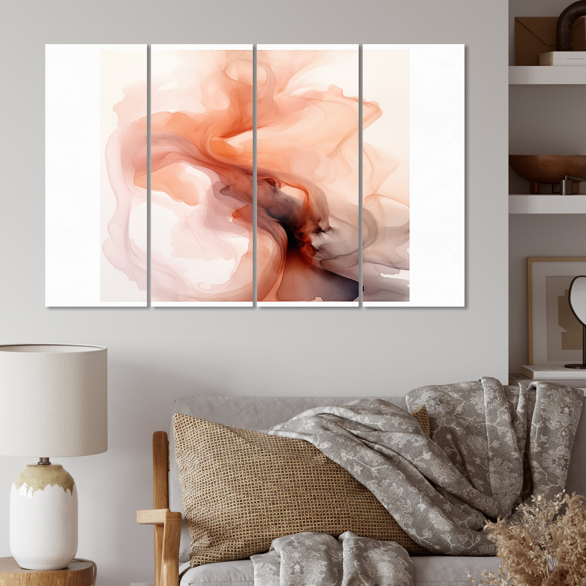 Wrought Studio™ Distant Clouds Cinnamon Infusion Watercolor V - 4 Piece ...