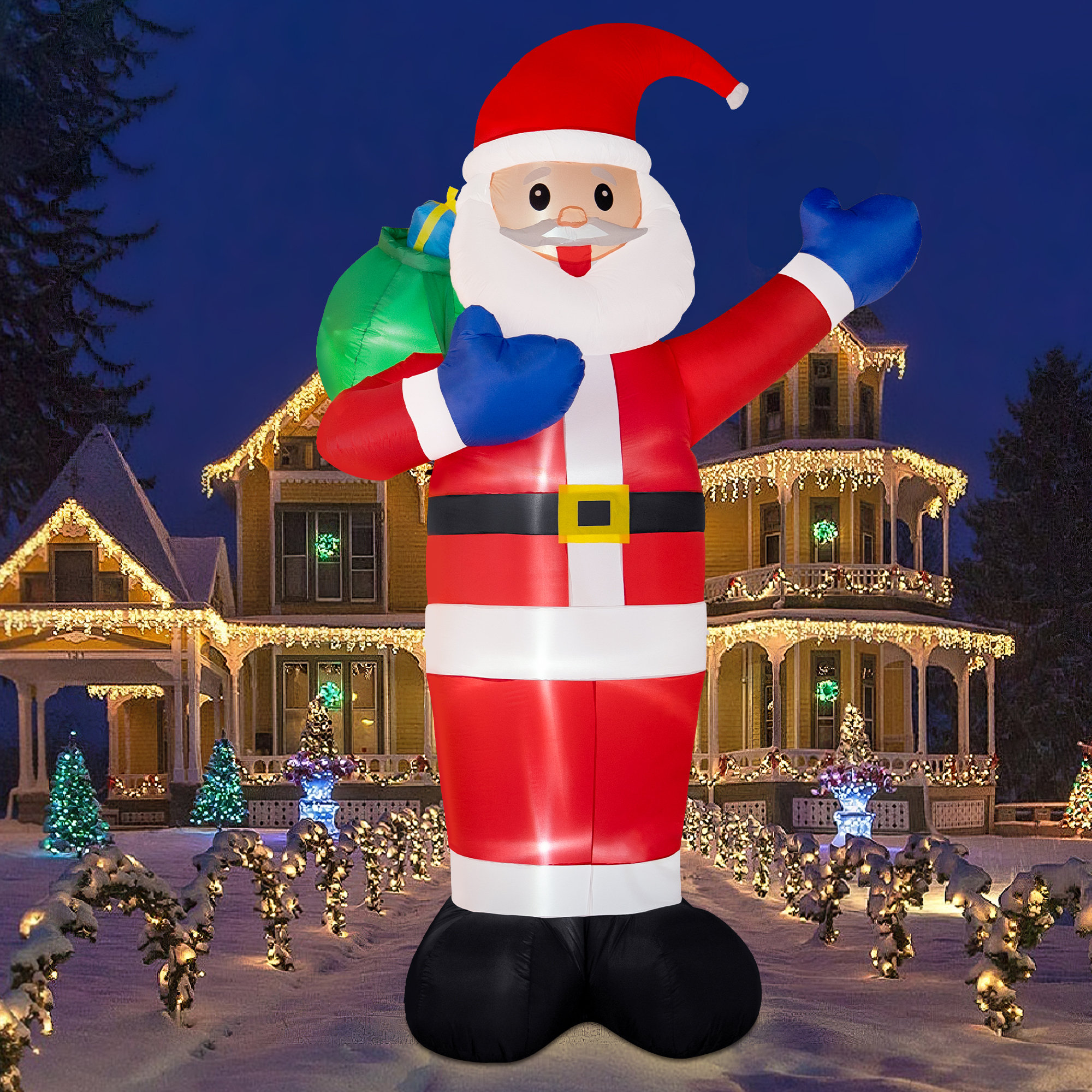 The Holiday Aisle® Christmas Inflatable 12 Ft Santa Clause Outdoor ...