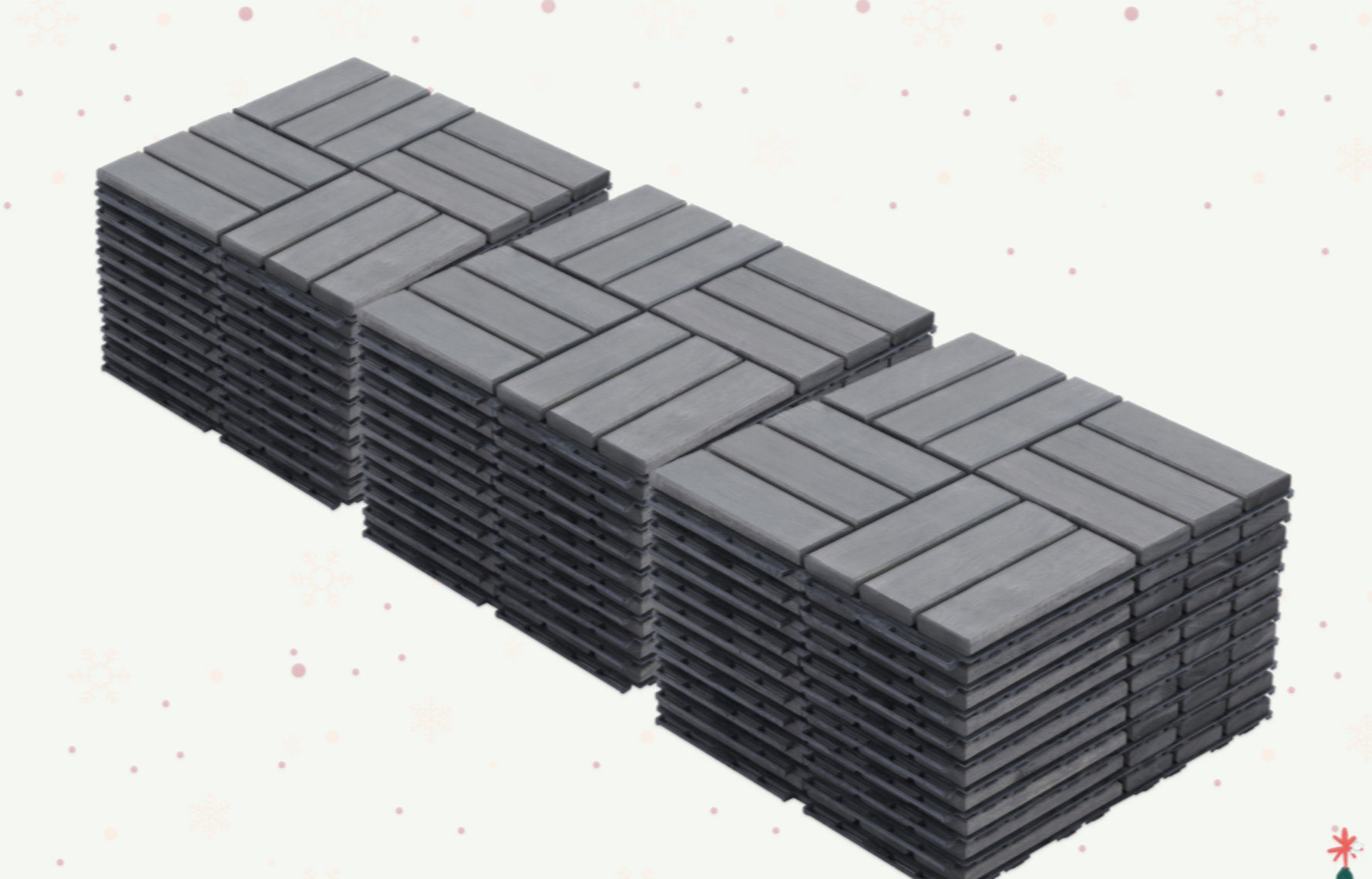 Wenty 30 PCS Interlocking Deck Tiles Checker Pattern, 12" X 12" Square ...