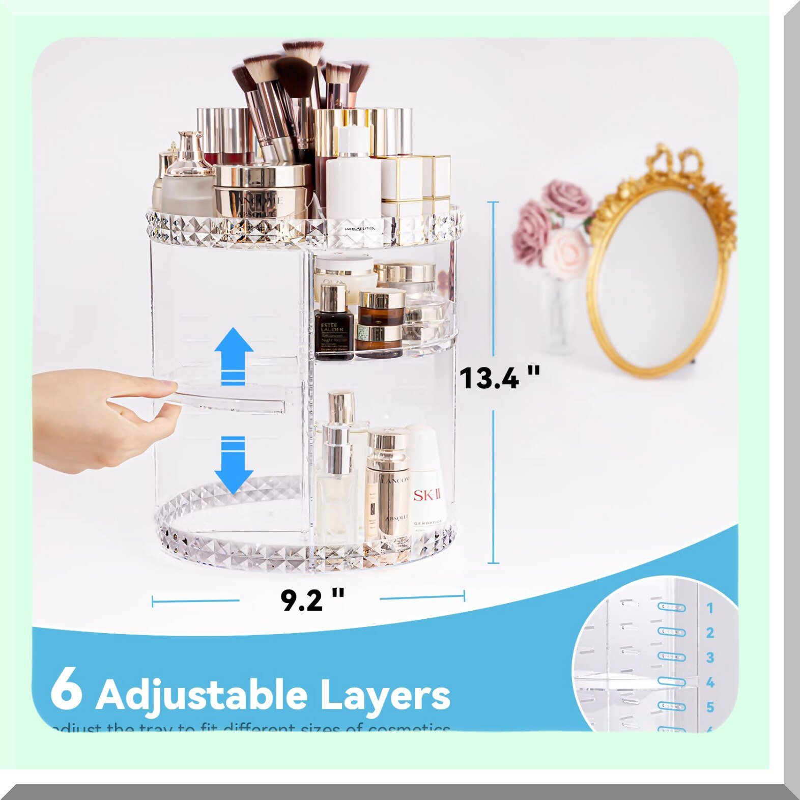 Ivy Bronx 360° degree GlamSpin Makeup Organizer - Adjustable Layers ...