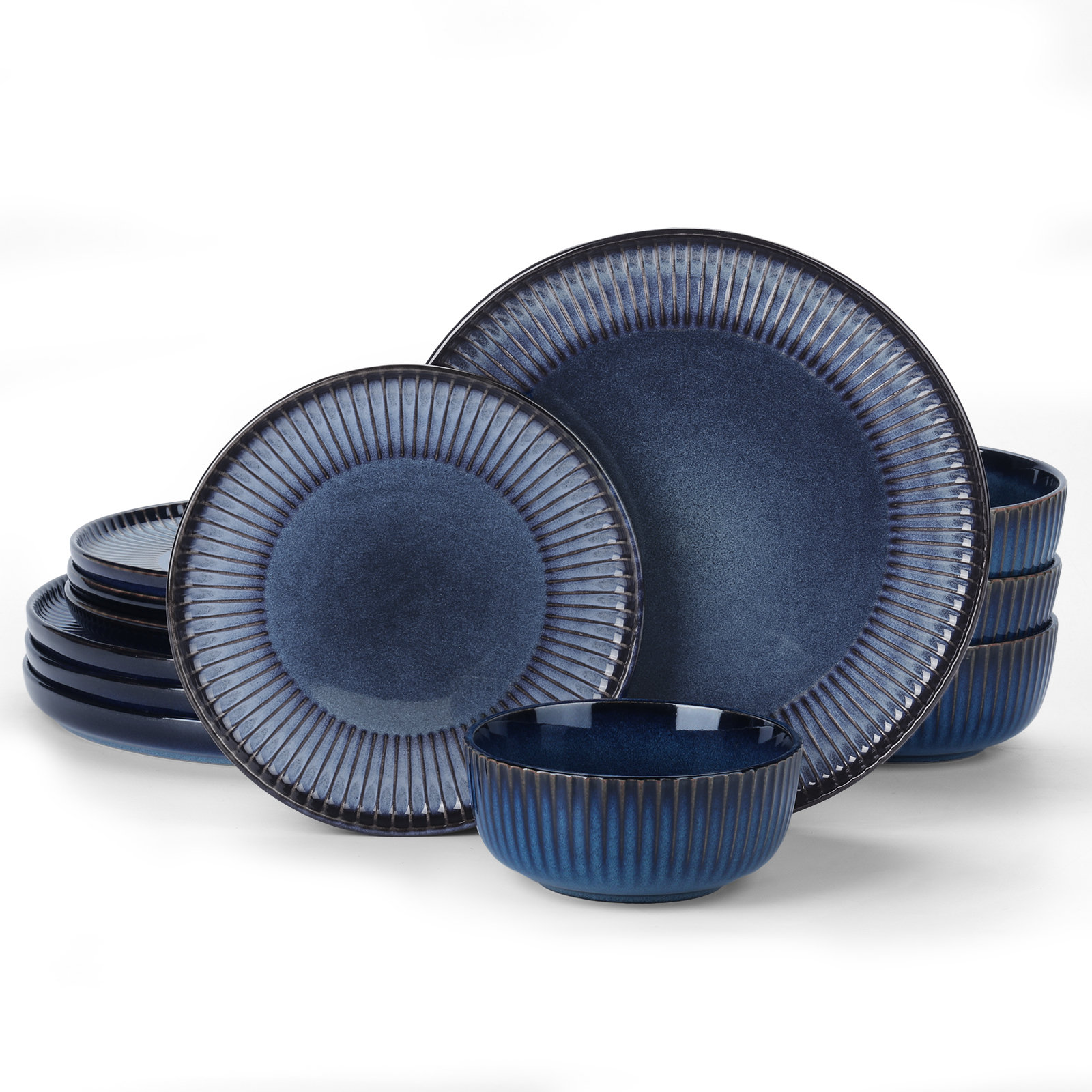 Famiware Starlight Plates And Bowls Sets, 12 Piece Dinnerware Sets ...