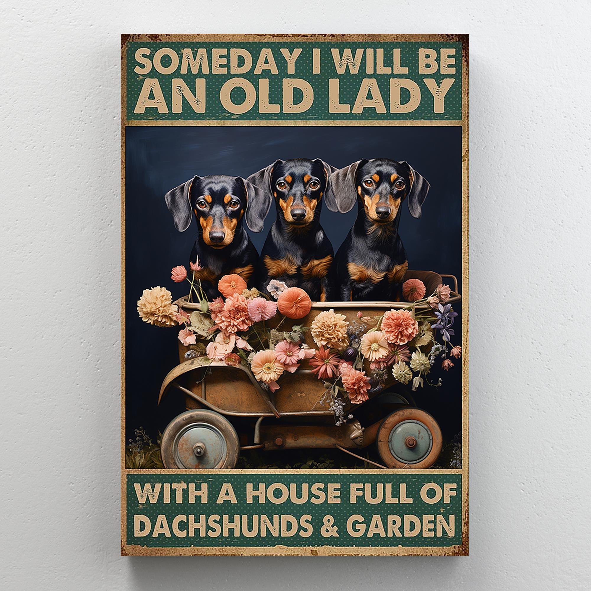 Trinx A House Full Of Dachshunds And Garden - 1 Piece Rectangle Graphic ...