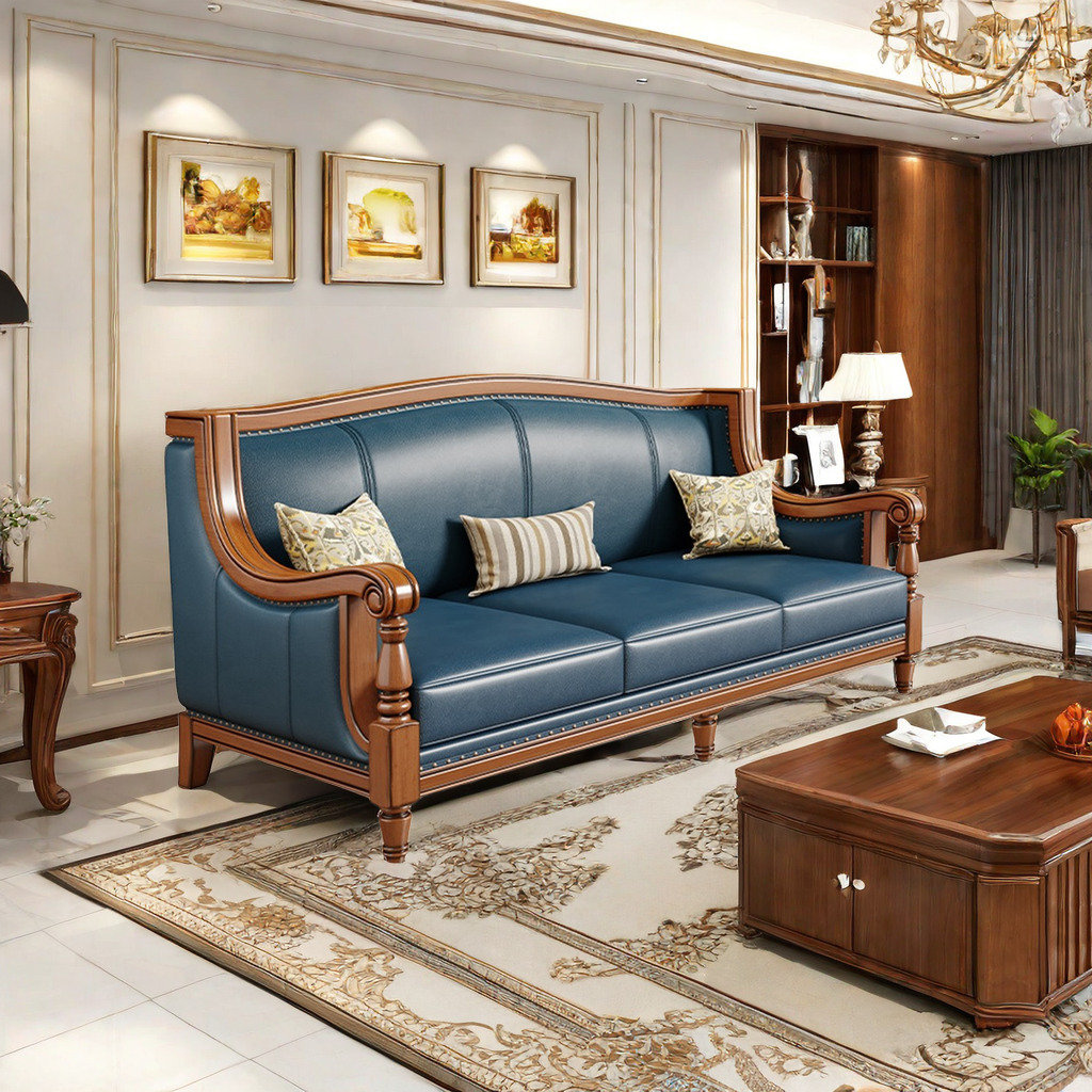 Romero American leather sofa solid wood retro sofa - Wayfair Canada